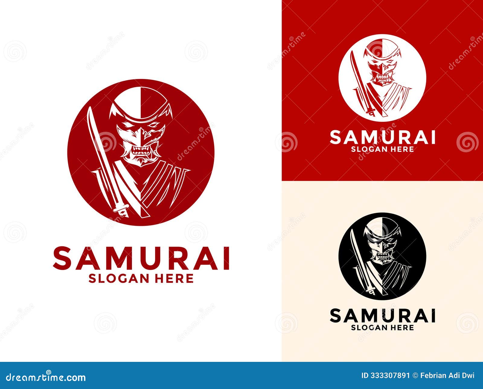 Samurai With Katana And Oni Mask Logo Vector, Japanese Warrior Samurai ...
