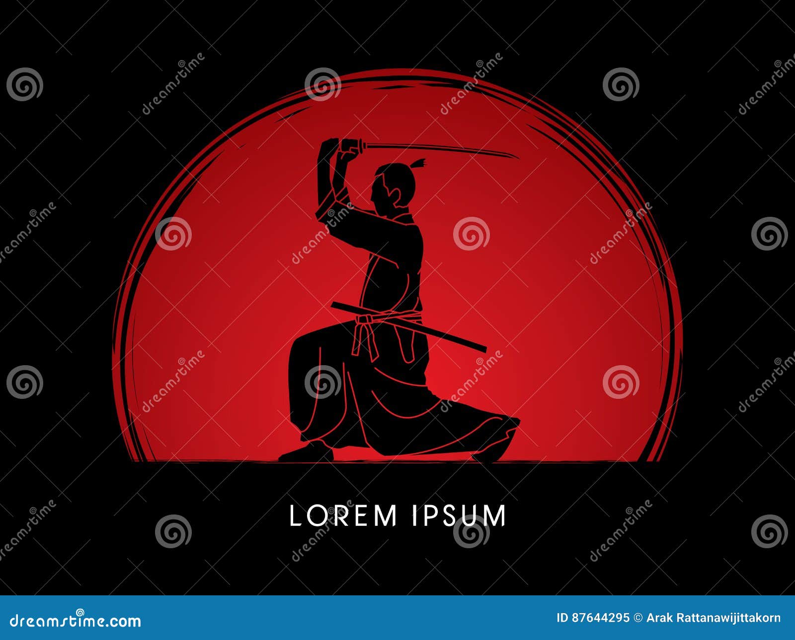 Samurai With Katana Sword Cartoon Vector | CartoonDealer.com #87644295