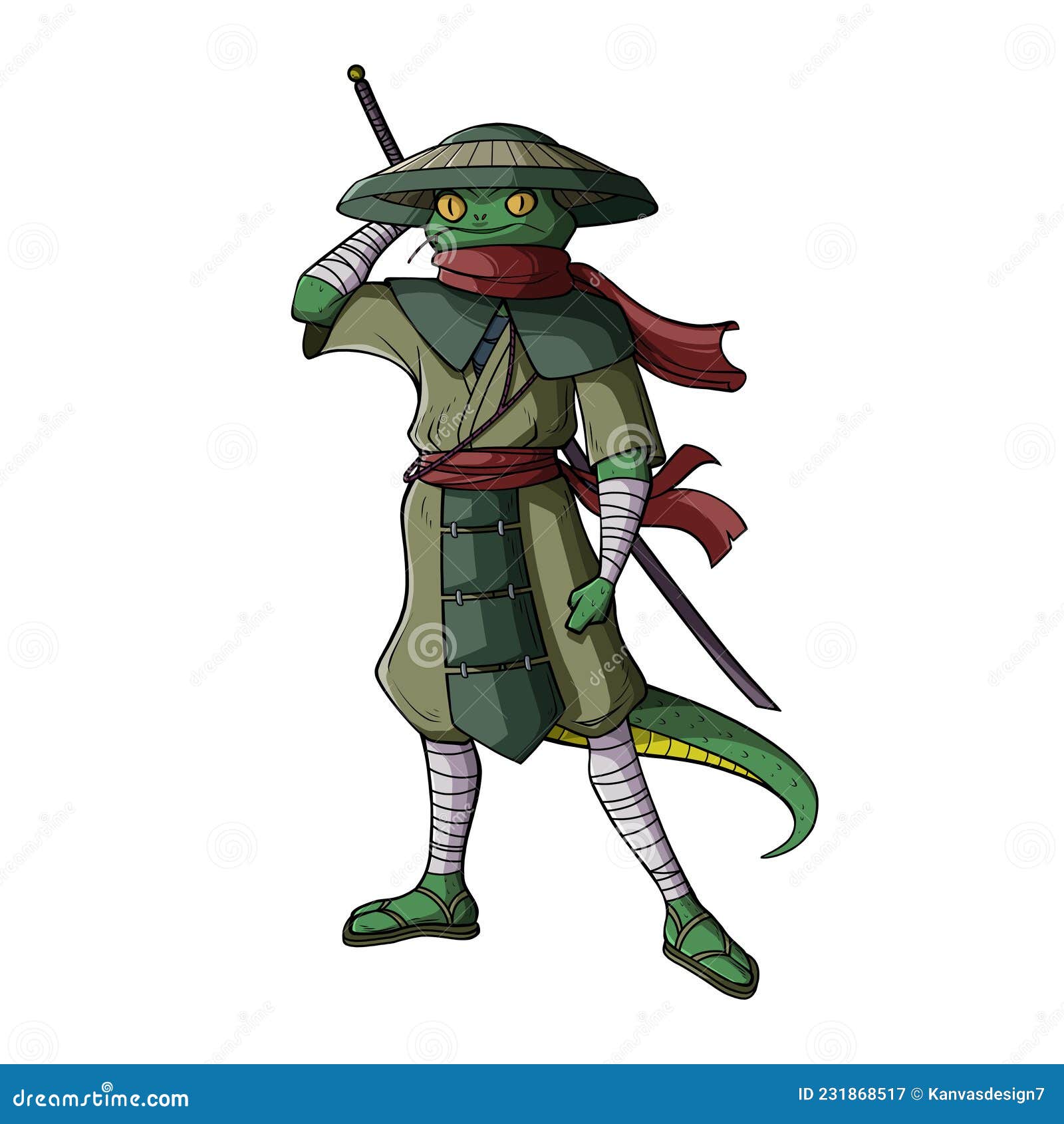 Samurai Lizard Illustration Stock Vector - Illustration of japan ...