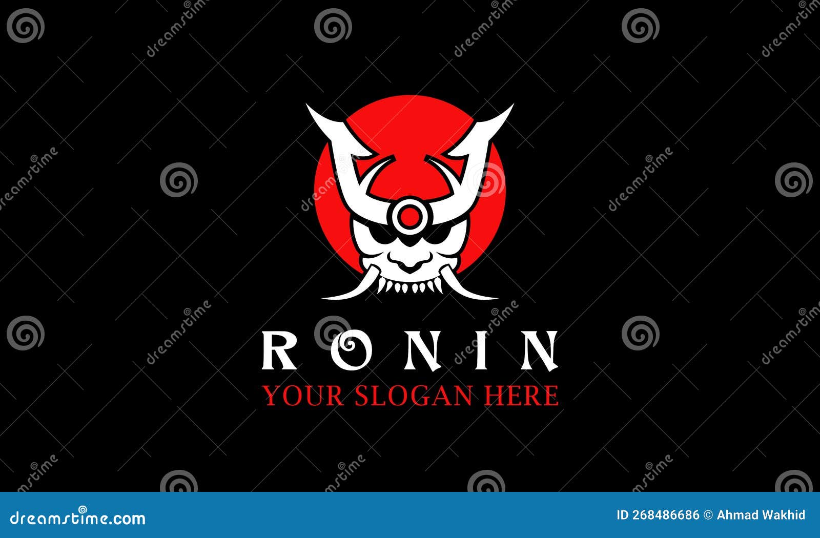 Samurai Logo. Mask Ronin Samurai Helmet Logo Design Vector Illustration ...