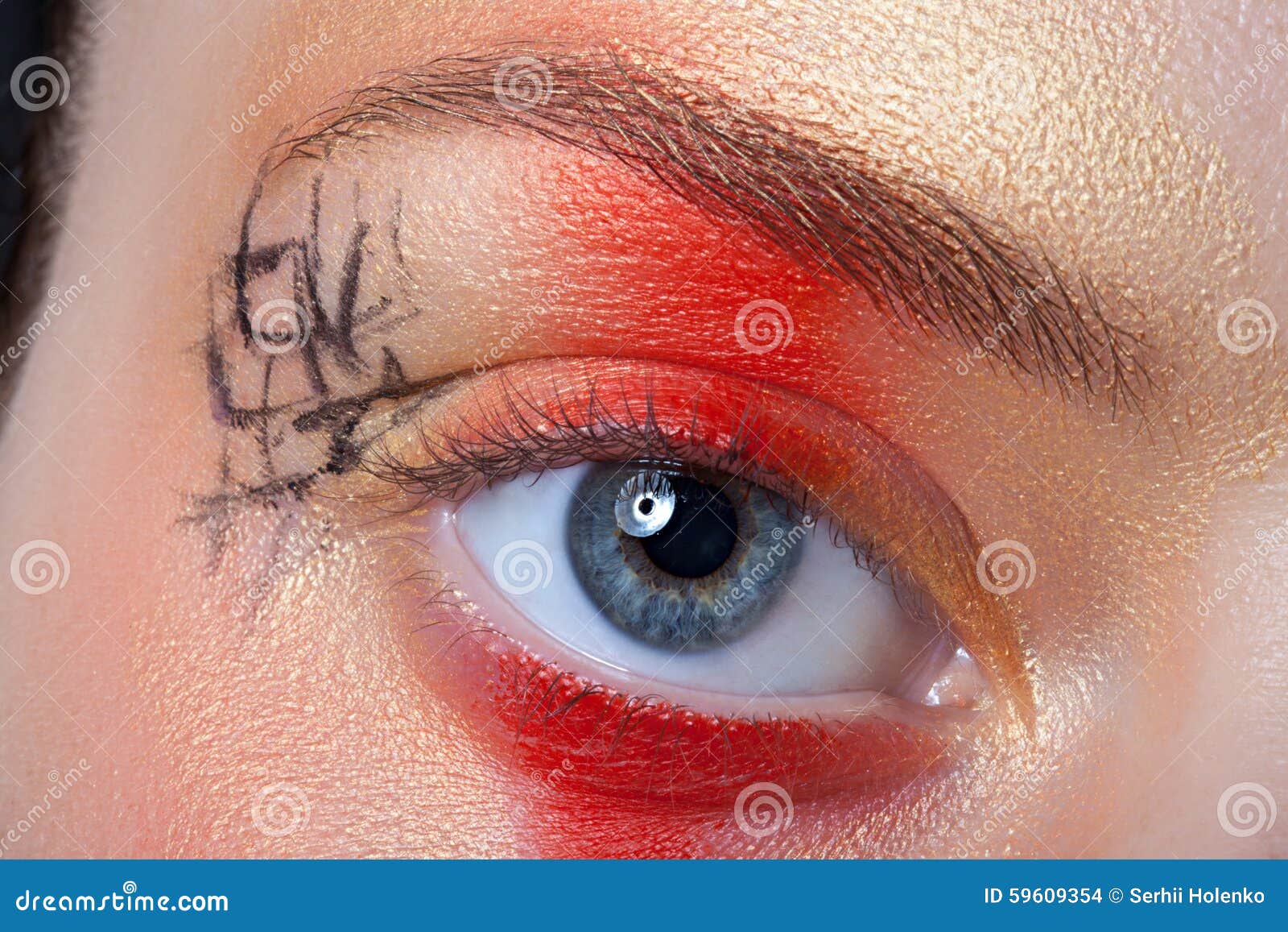 Samurai makeup. stock photo. Image of eyes, chinese, eyelashes - 59609354