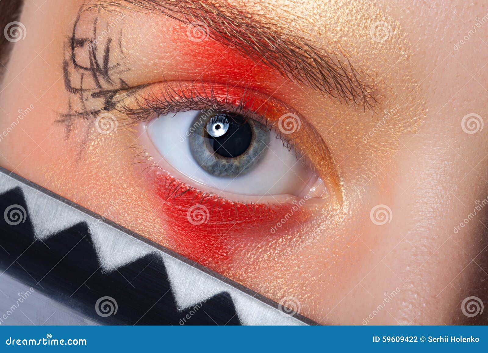 Samurai makeup. stock photo. Image of leather, closeup - 59609422
