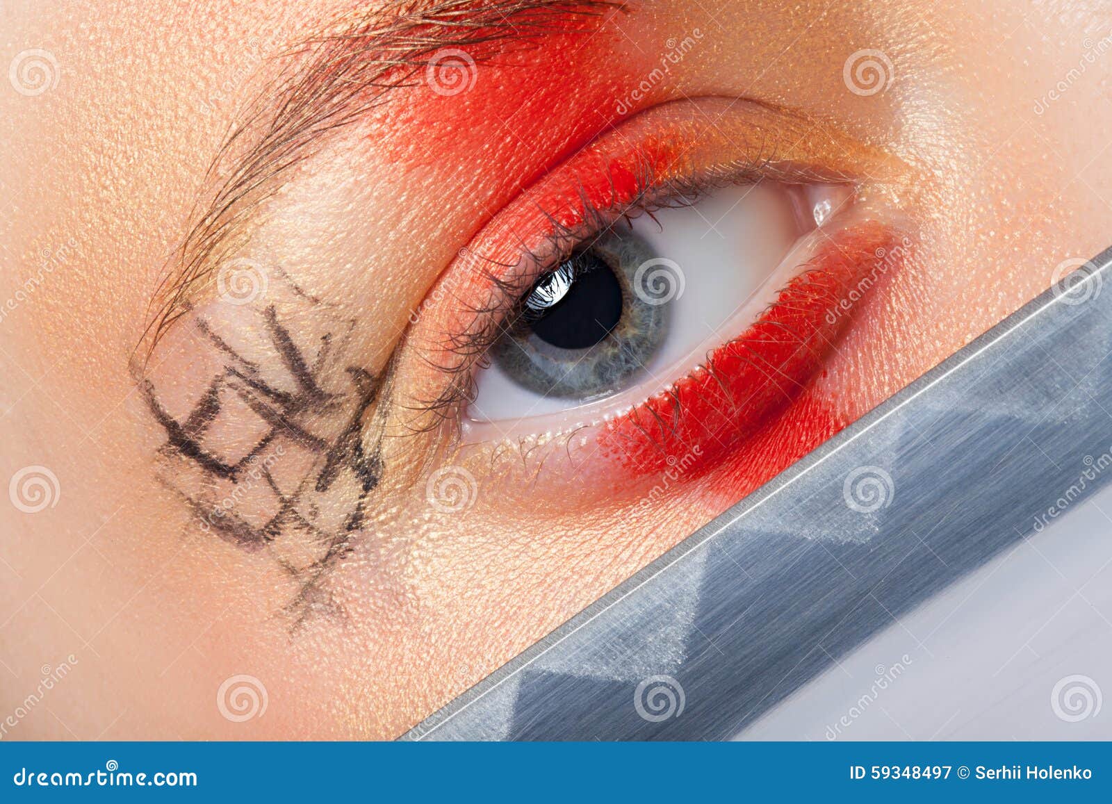 Samurai makeup. stock image. Image of beauty, blue, paint - 59348497