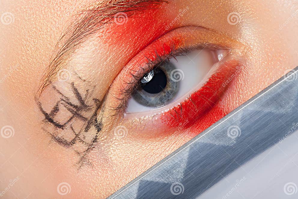 Samurai makeup. stock image. Image of beauty, blue, paint - 59348497