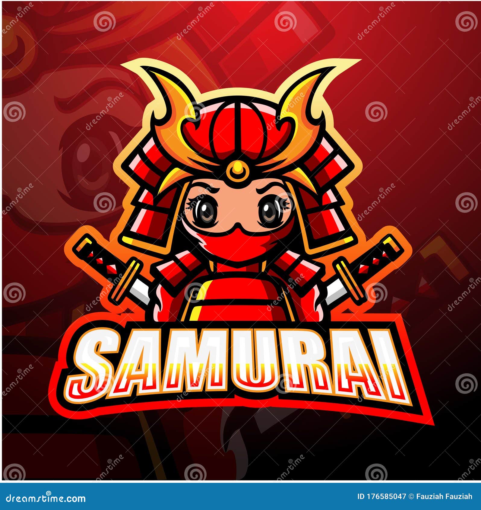 Samurai Mascot Esport Logo Design Stock Vector - Illustration of helmet ...