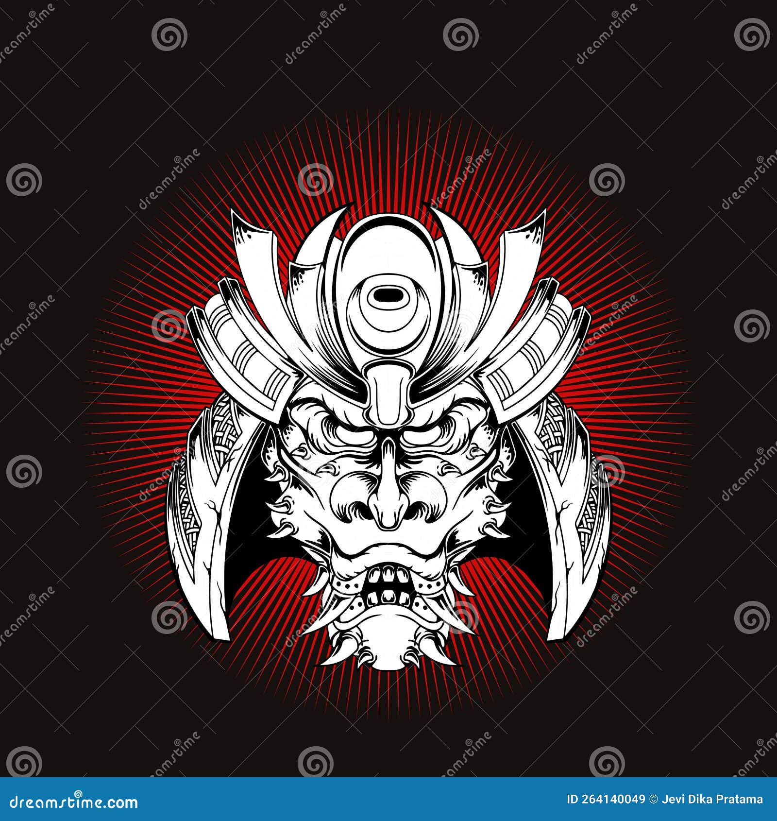 Samurai mask design stock illustration. Illustration of samurai - 264140049