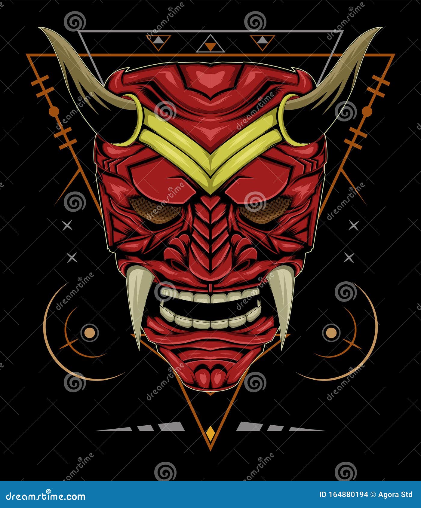 Red Devil Face Illustration. Head of Red Demon Stock Illustration ...