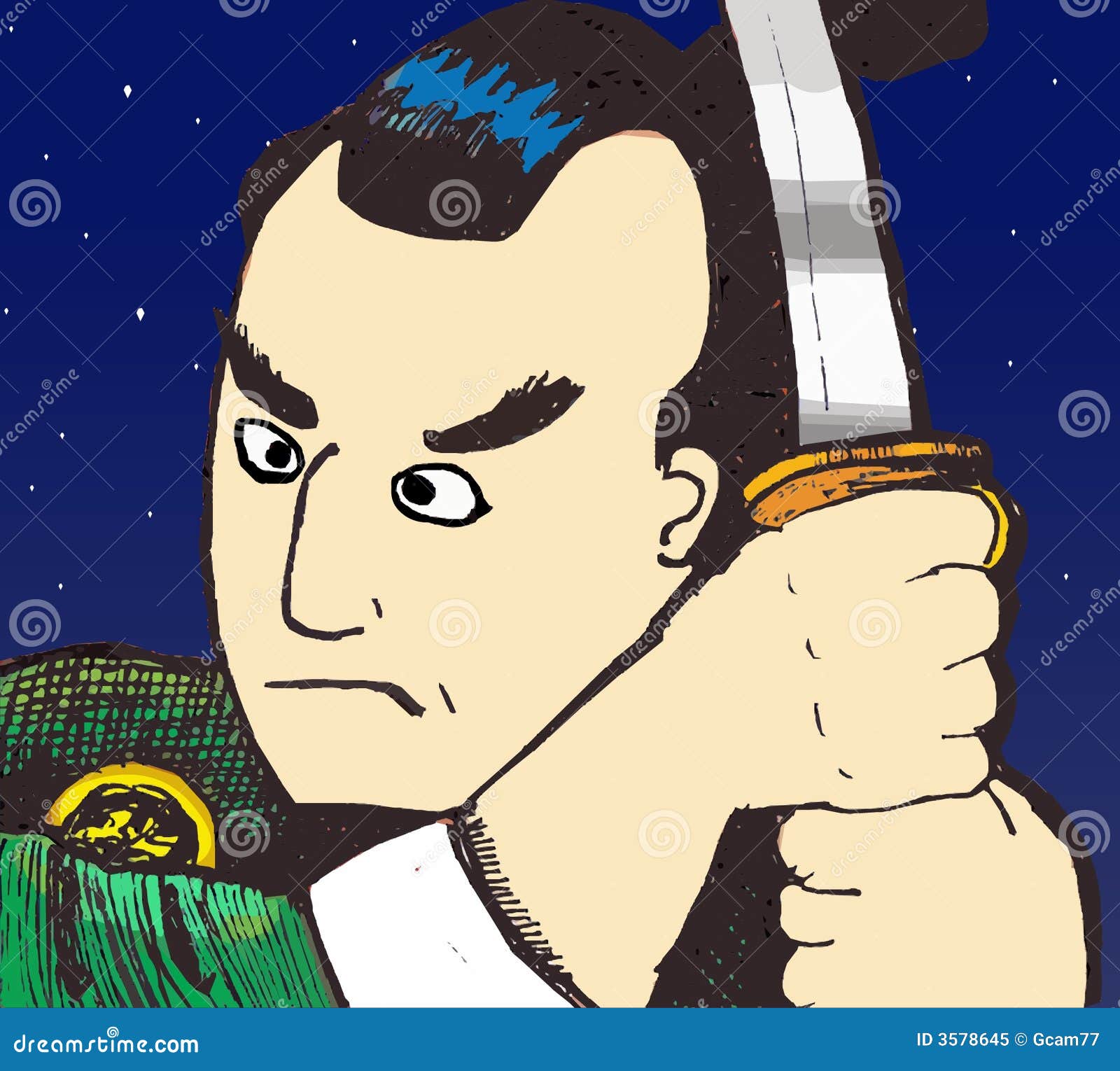 Samurai at night stock illustration. Illustration of samurai - 3578645
