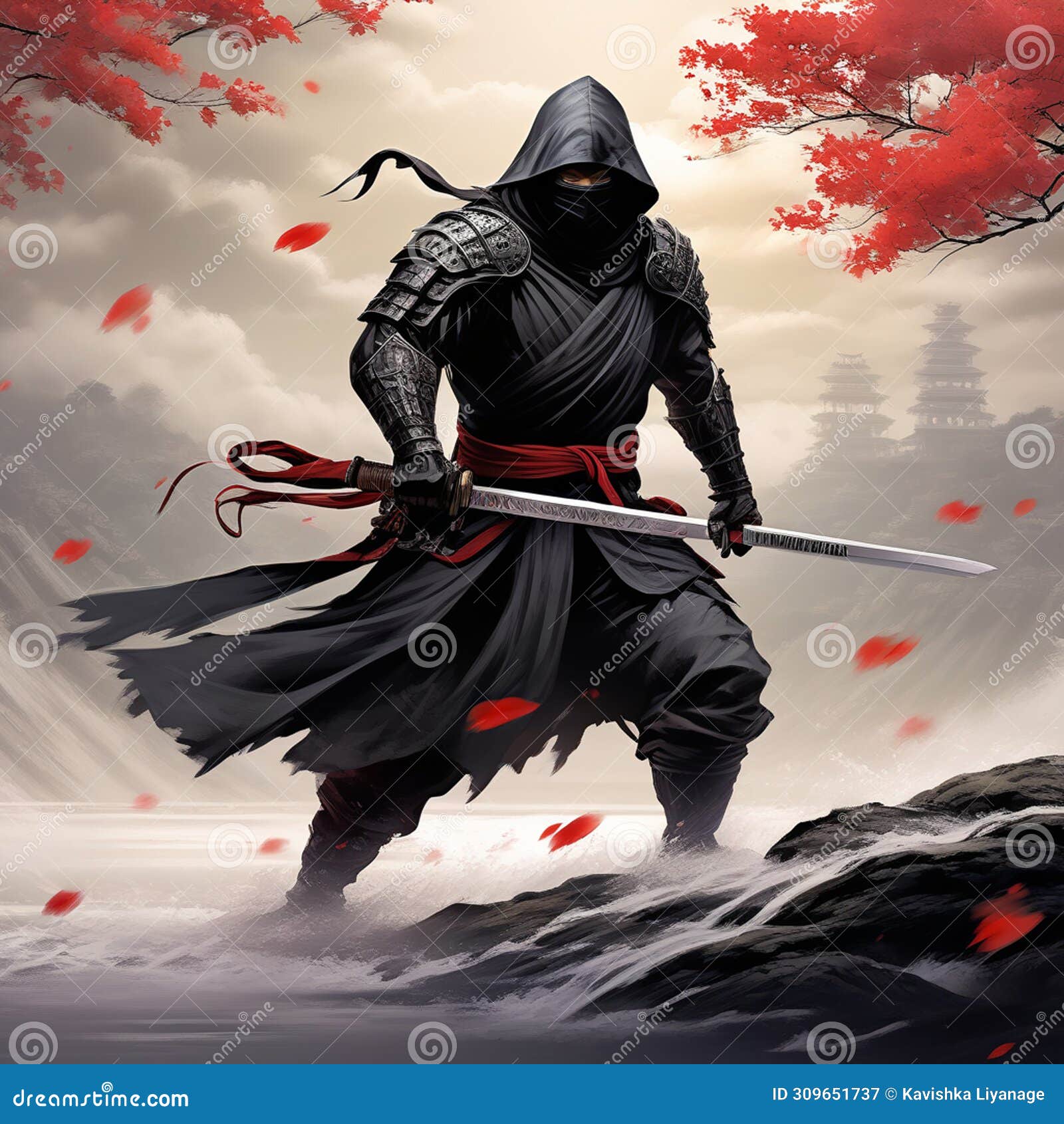 Samurai ninja stock illustration. Illustration of japanese - 309651737