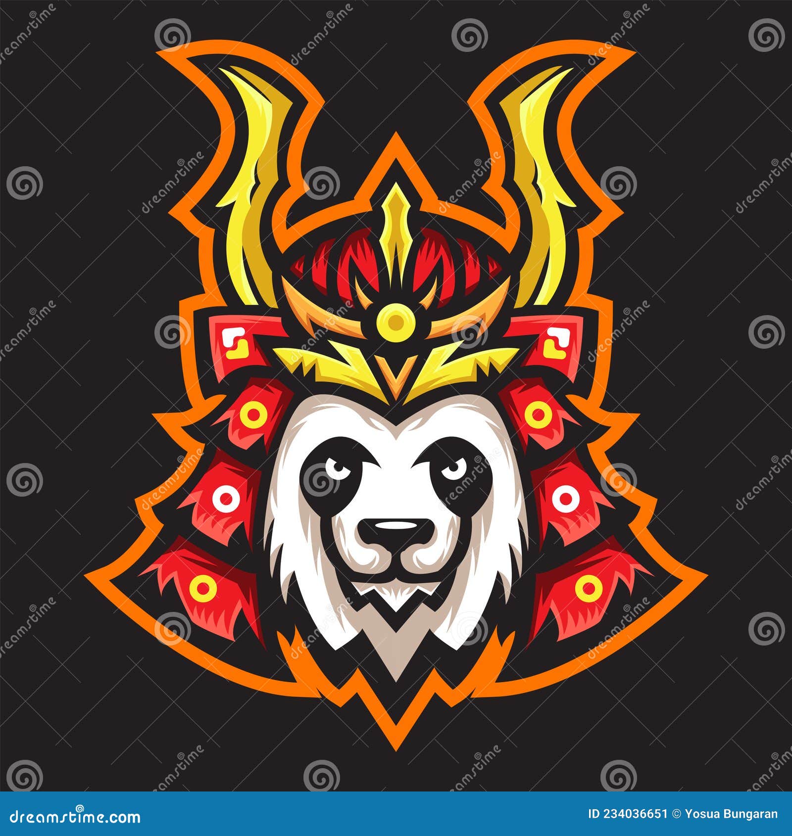 Samurai Panda Mascot Esport Logo Design Cartoon Vector | CartoonDealer ...