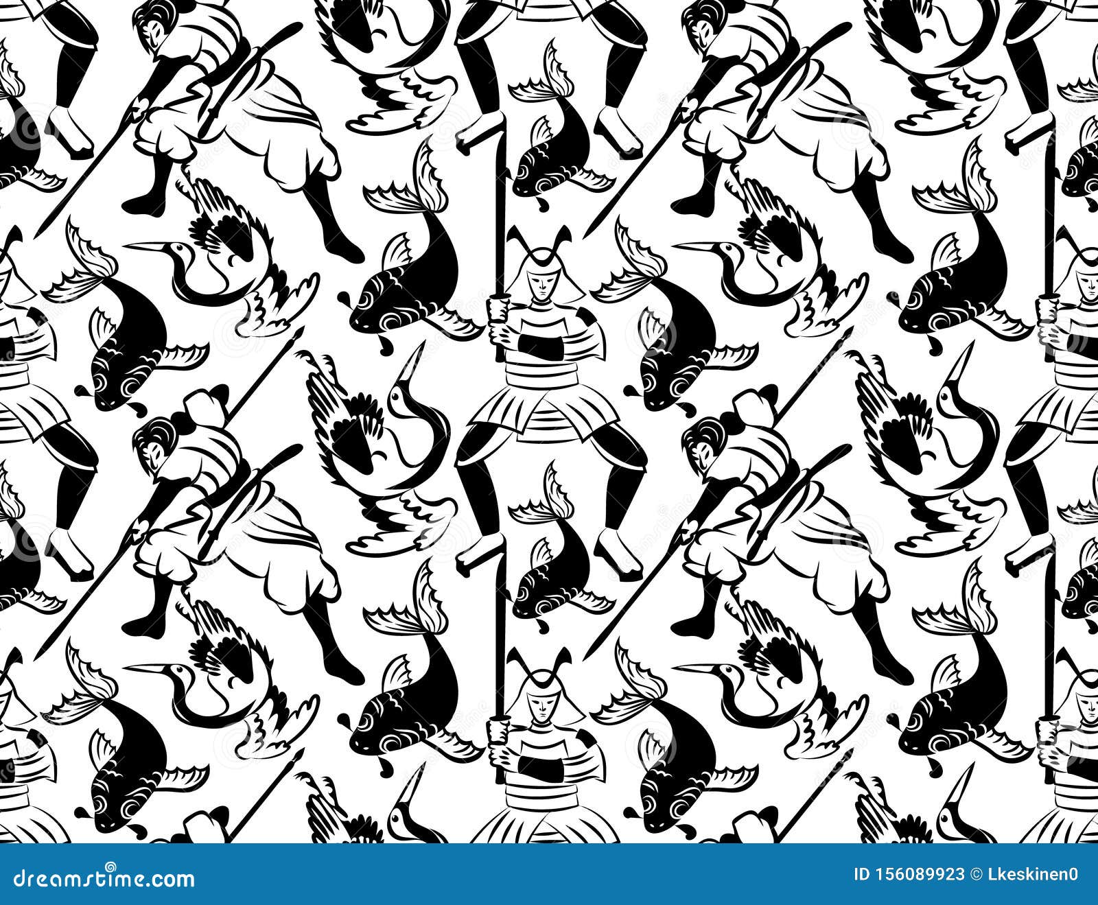 Samurai Pattern Seamless Design Illustration Stock Vector ...