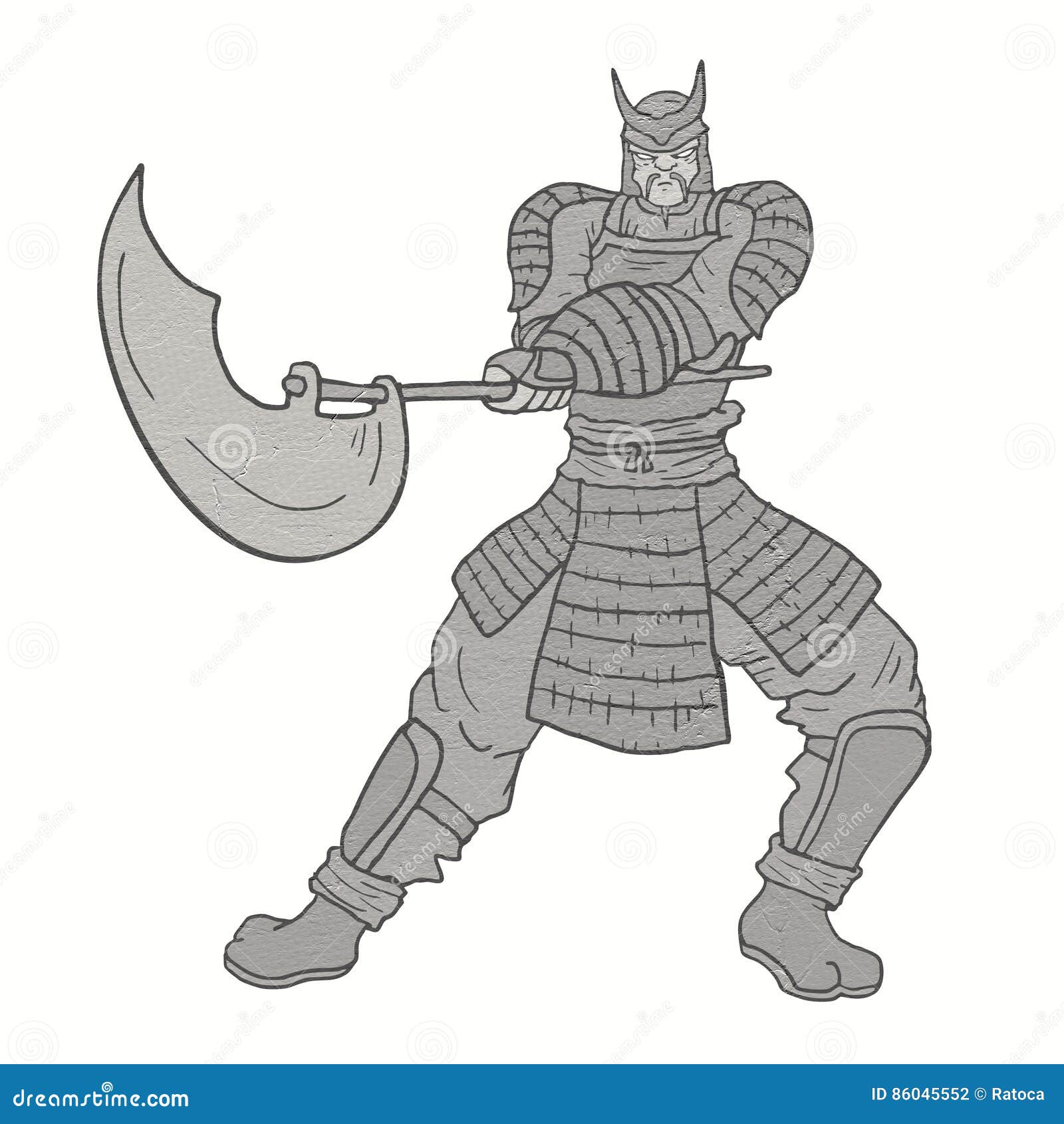 Samurai pose stock illustration. Illustration of drawing - 86045552