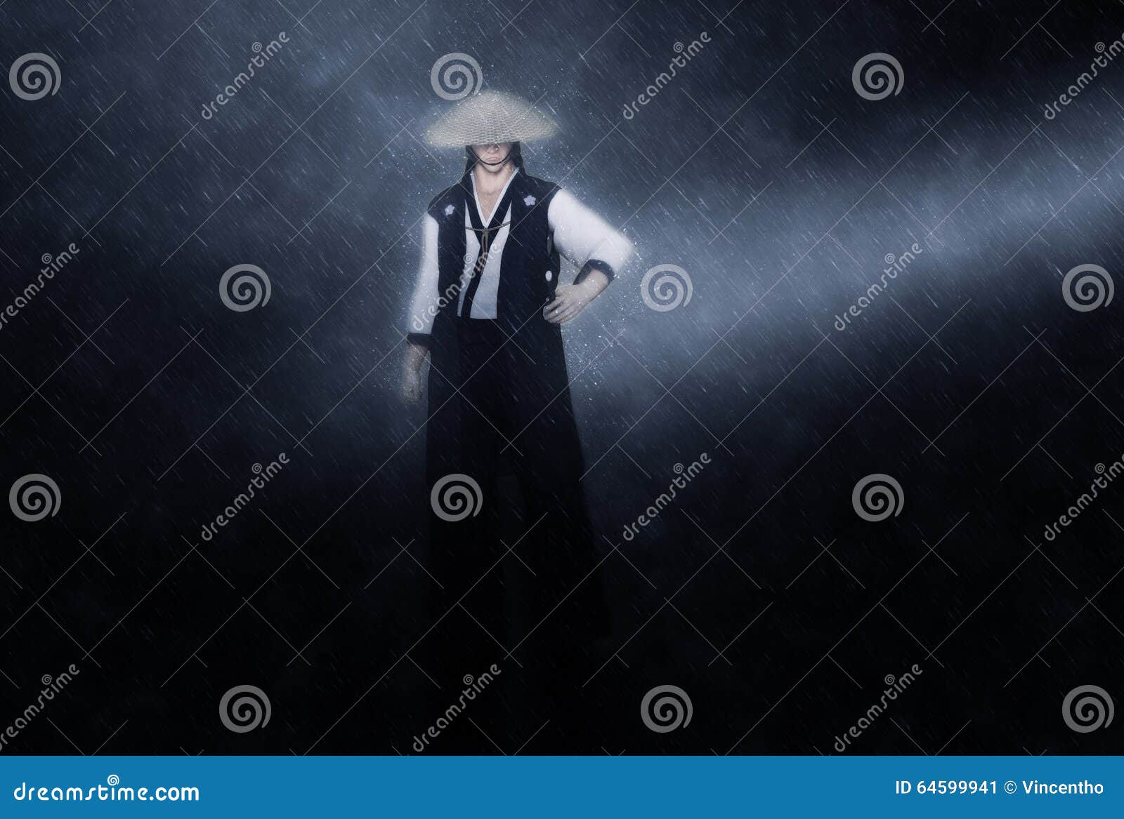 Samurai in the Rain Illustration Stock Illustration - Illustration of ...