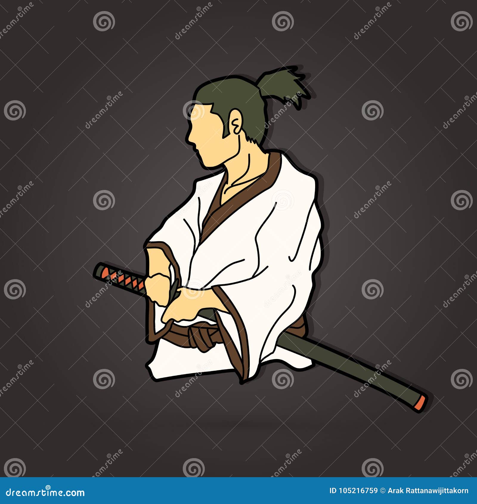 Samurai Ready To Fight Action Graphic Vector Stock Vector ...