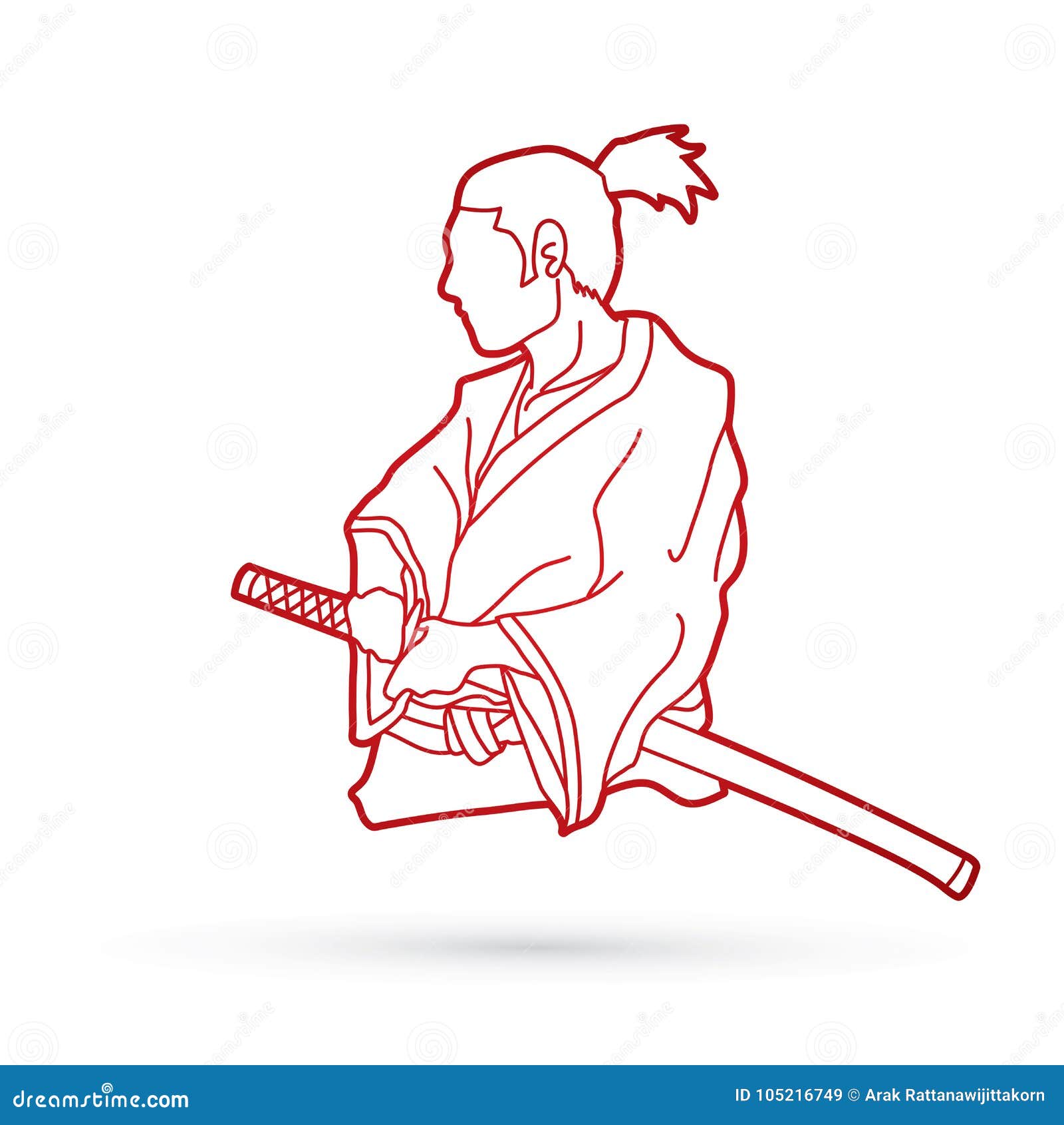 Samurai Ready To Fight Action Graphic Vector Stock Vector ...