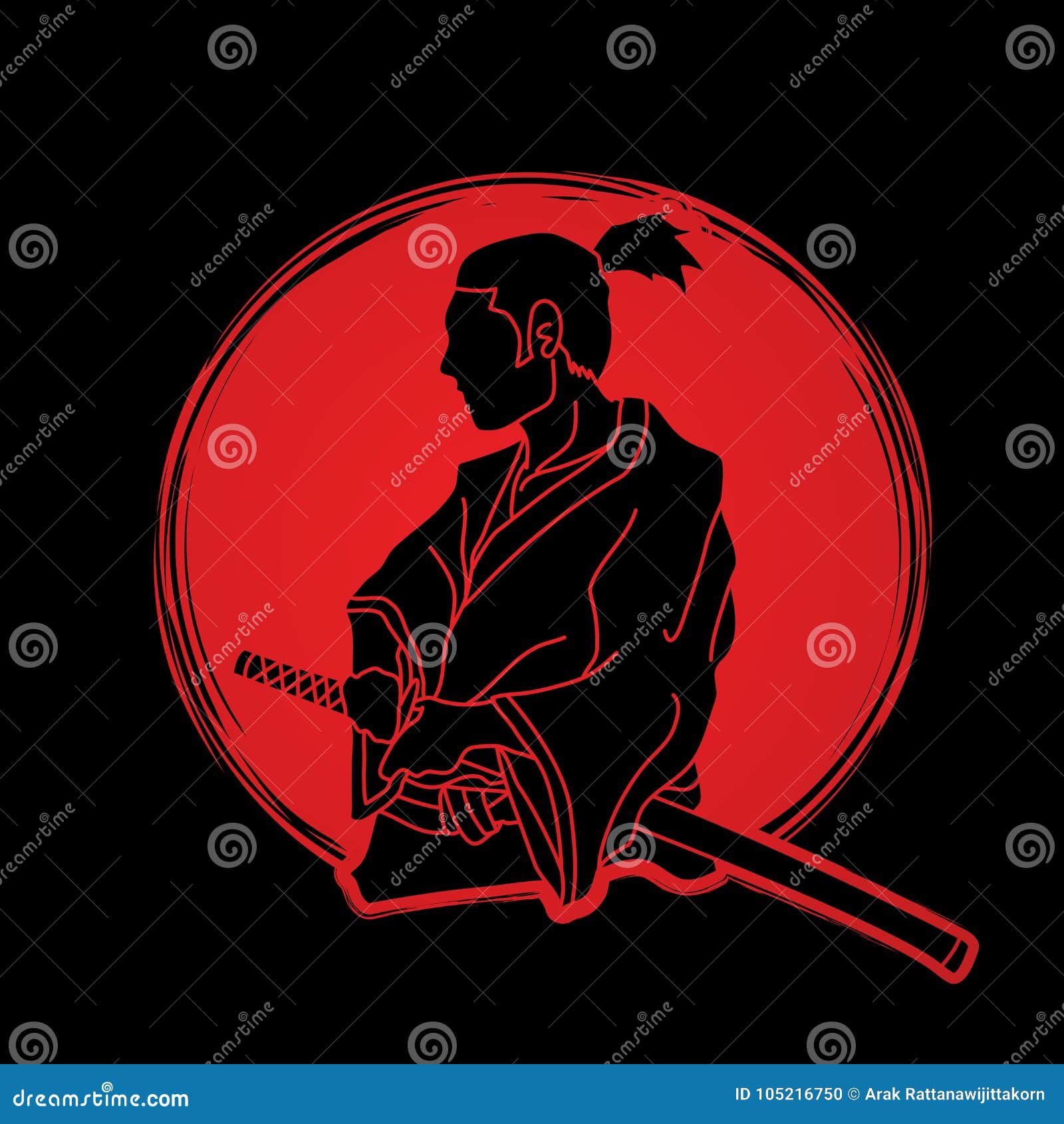 Samurai Ready To Fight Action Graphic Vector Stock Vector ...