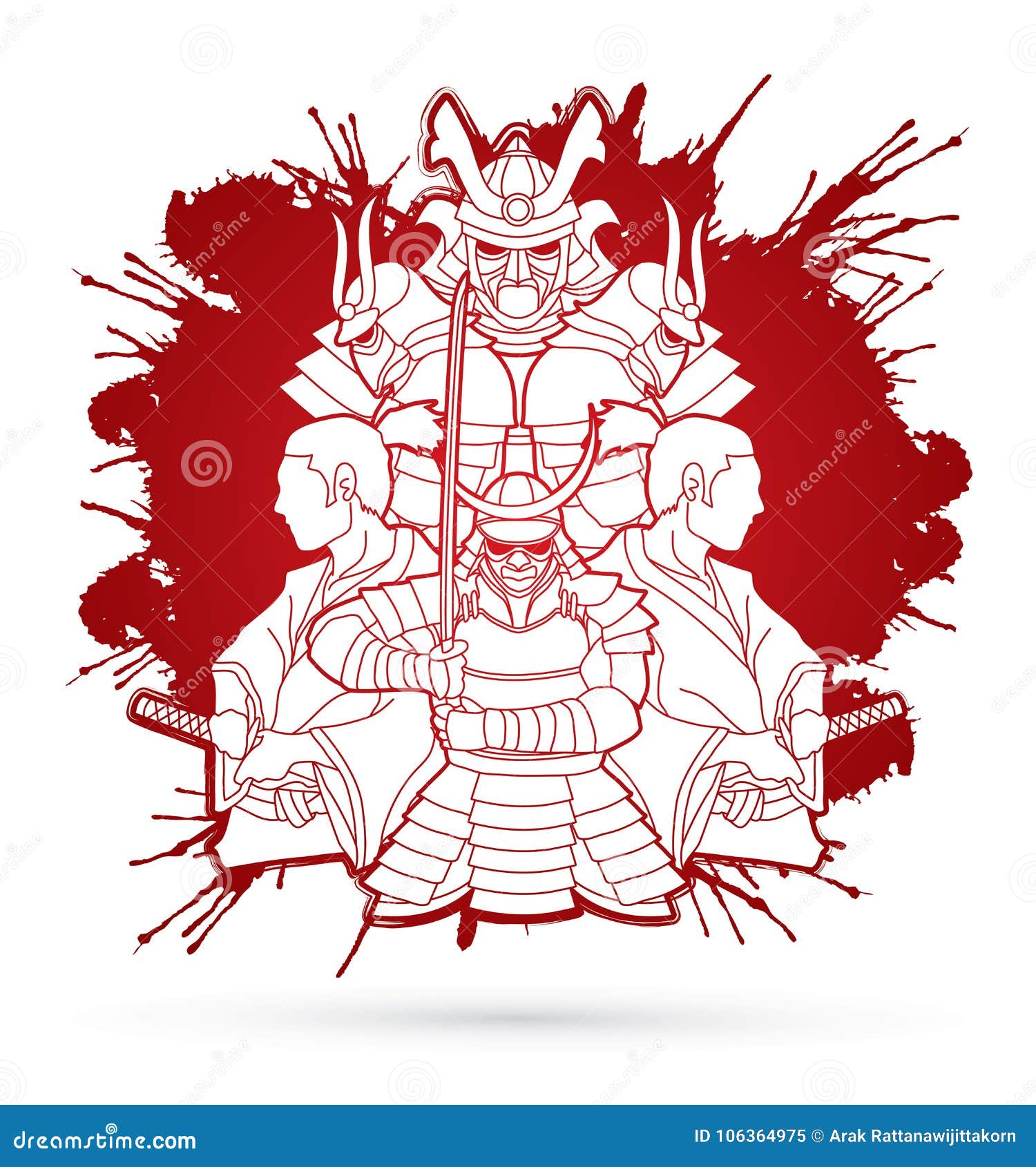 Samurai, Ready To Fight Composition Graphic Vector Stock Vector ...