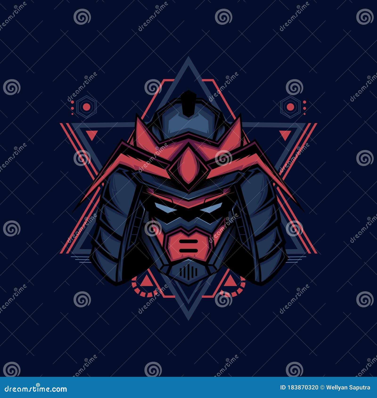 Samurai Robot Head Vector Illustration, Good for or Merchandise ...