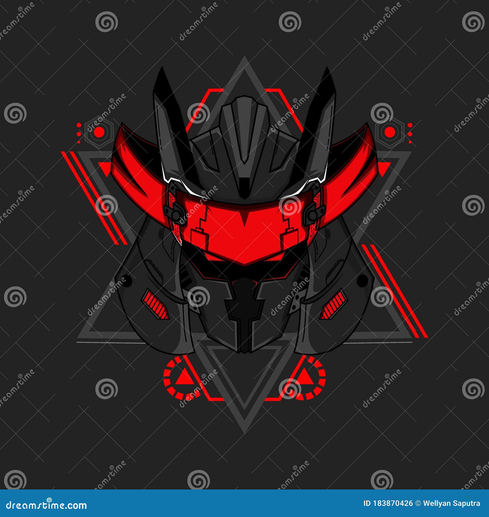 Samurai Robot Head Vector Illustration, Good for or Merchandise ...