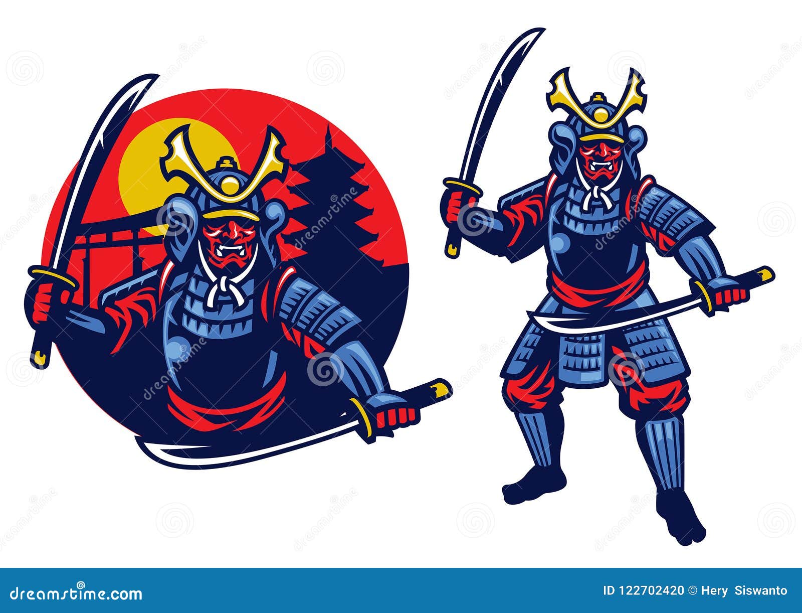 Samurai ronin mascot stock vector. Illustration of knight - 122702420