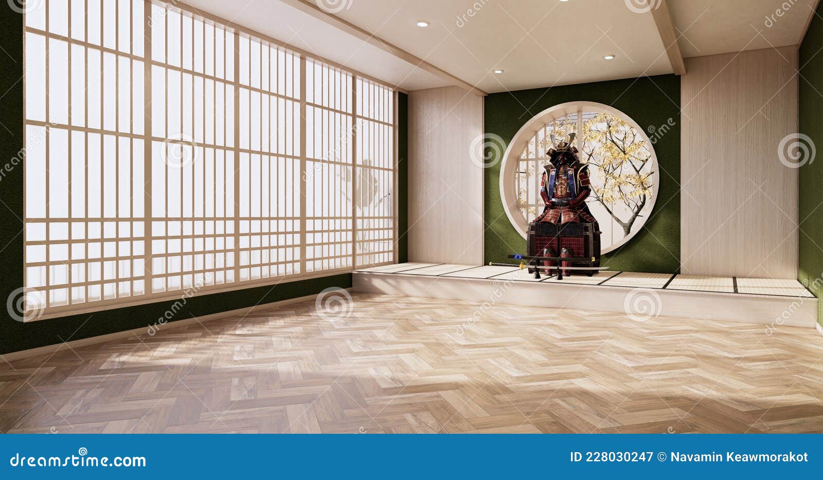 Samurai Room Empty - Clean Modern Room Japanese Style.3D Rendering ...