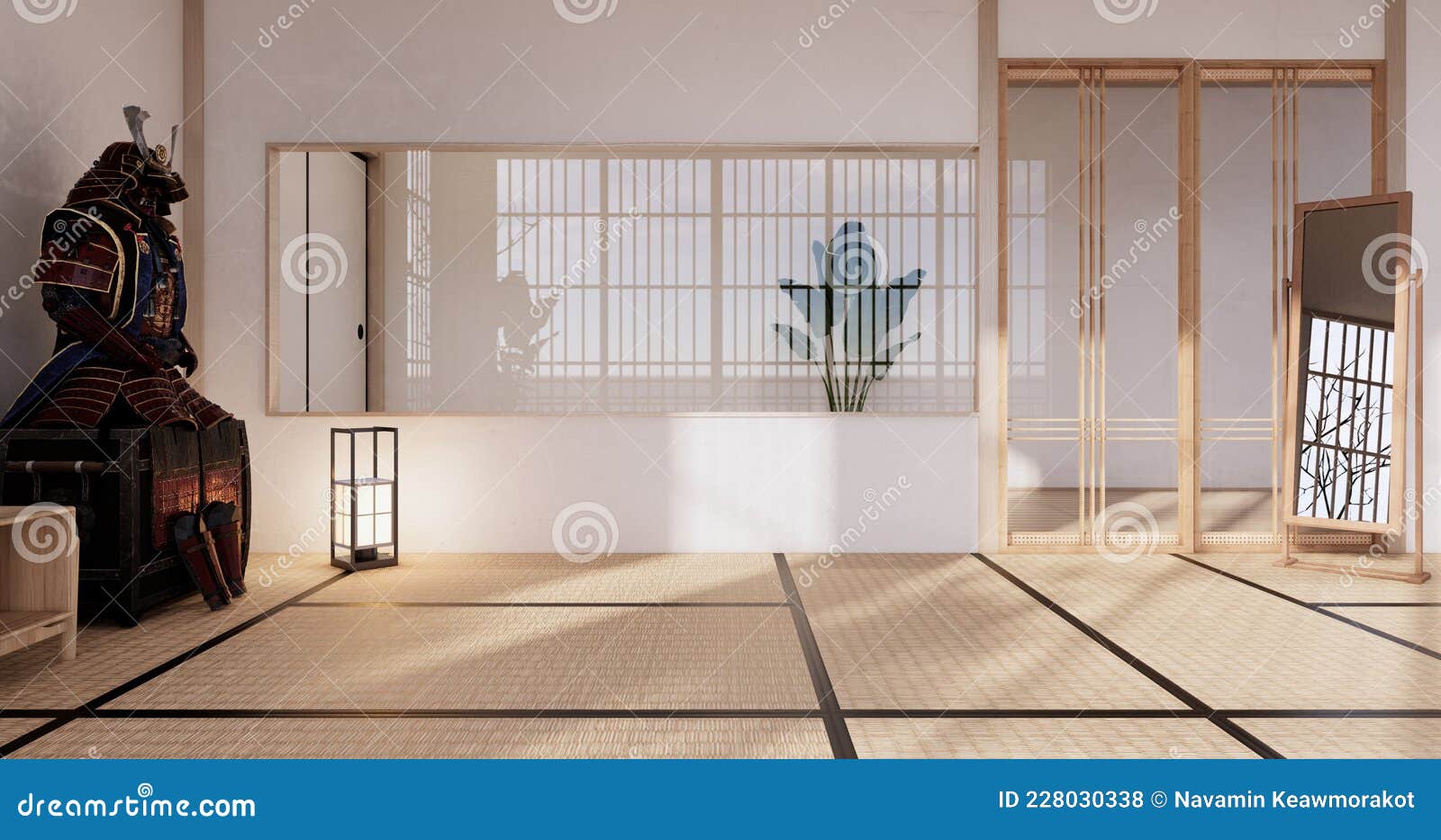 Samurai Room Empty - Clean Modern Room Japanese Style.3D Rendering ...