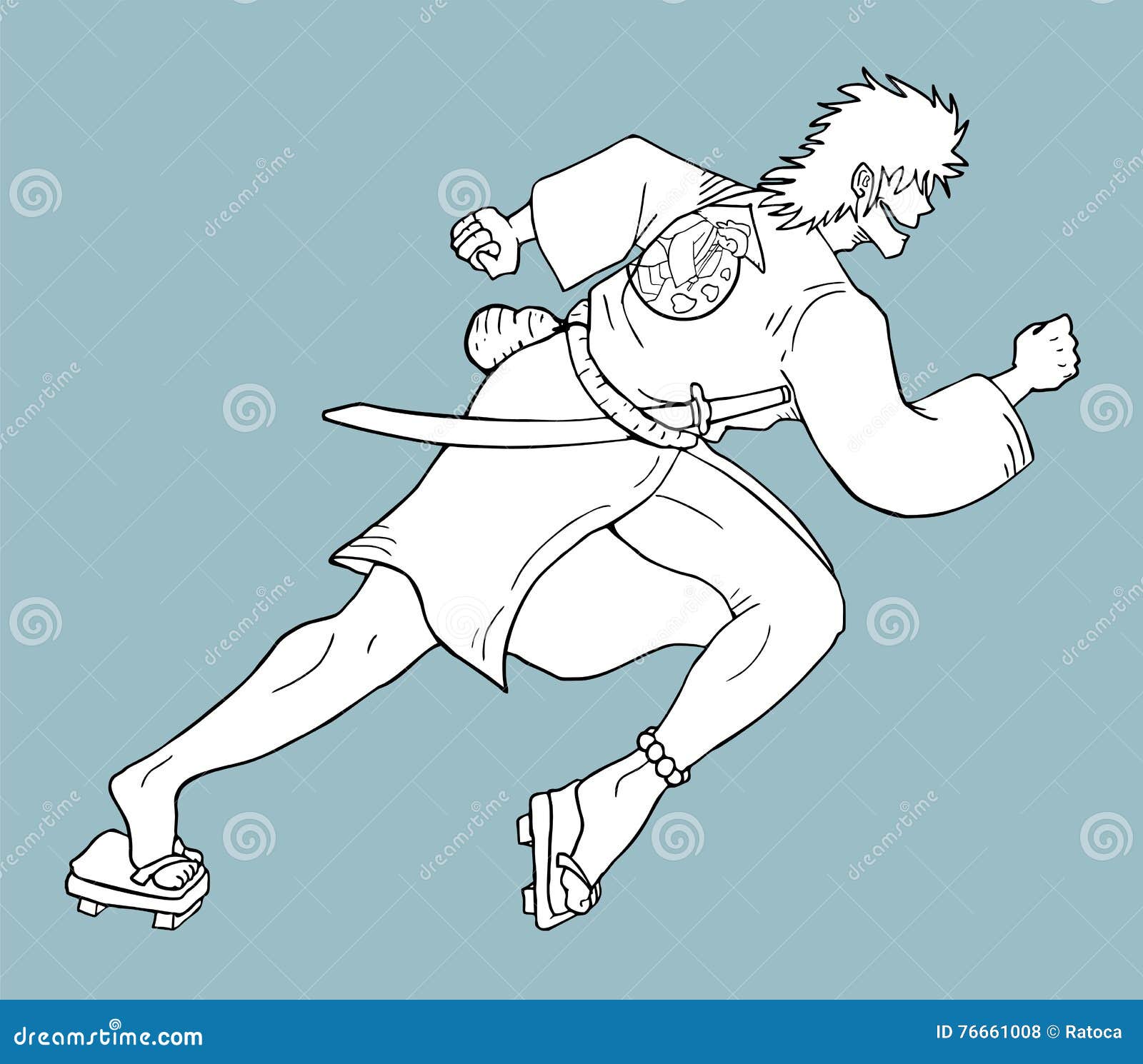 Samurai runner stock vector. Illustration of runner, fighter - 76661008