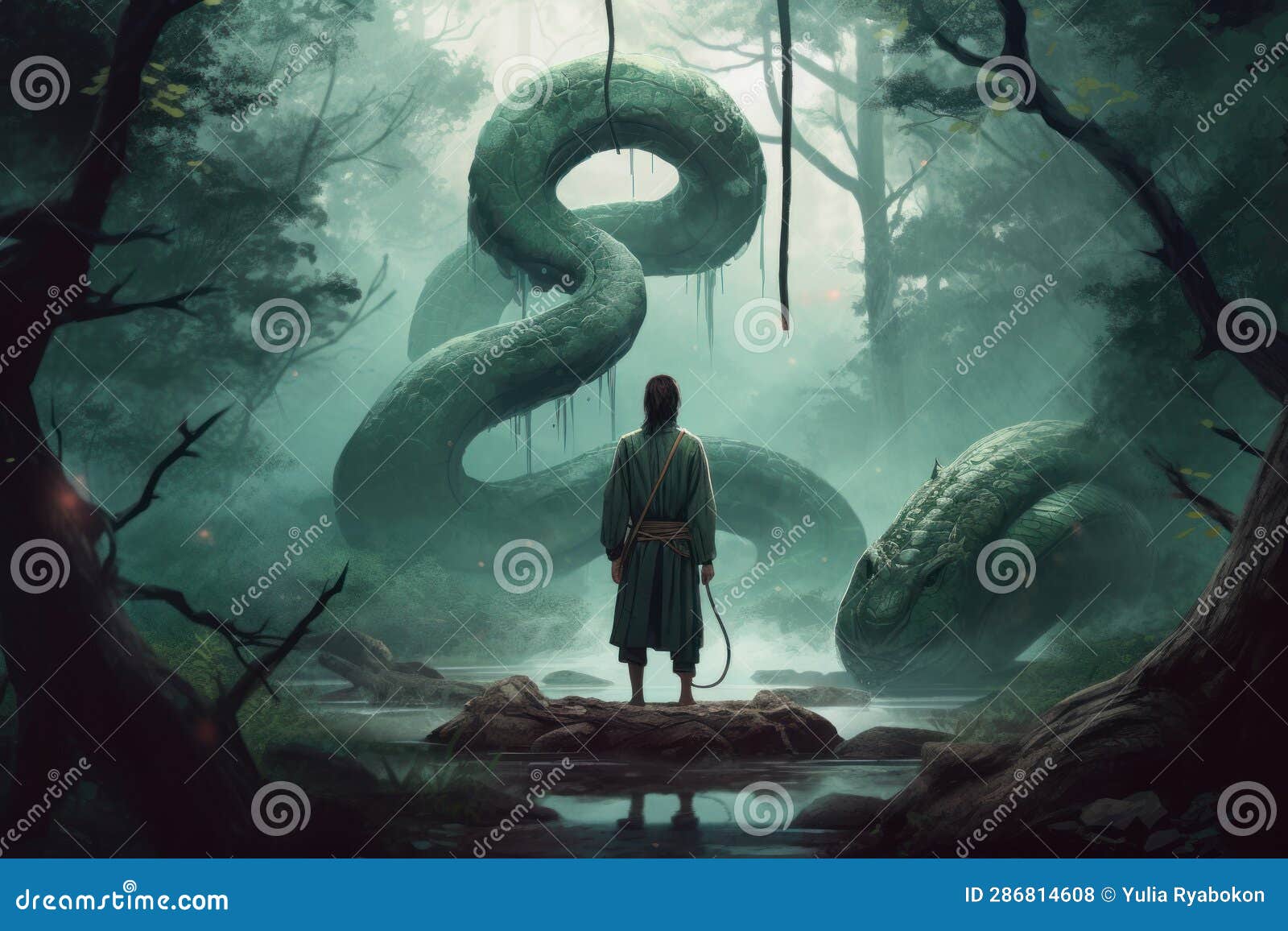 Samurai Serpent Snake Forest. Generate Ai Stock Illustration ...