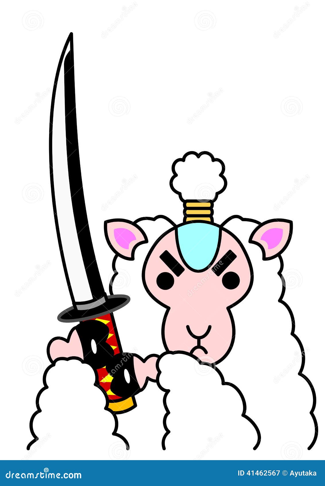 Sheep Samurai Cute Creative Kawaii Cartoon Mascot Logo Stock Photo ...