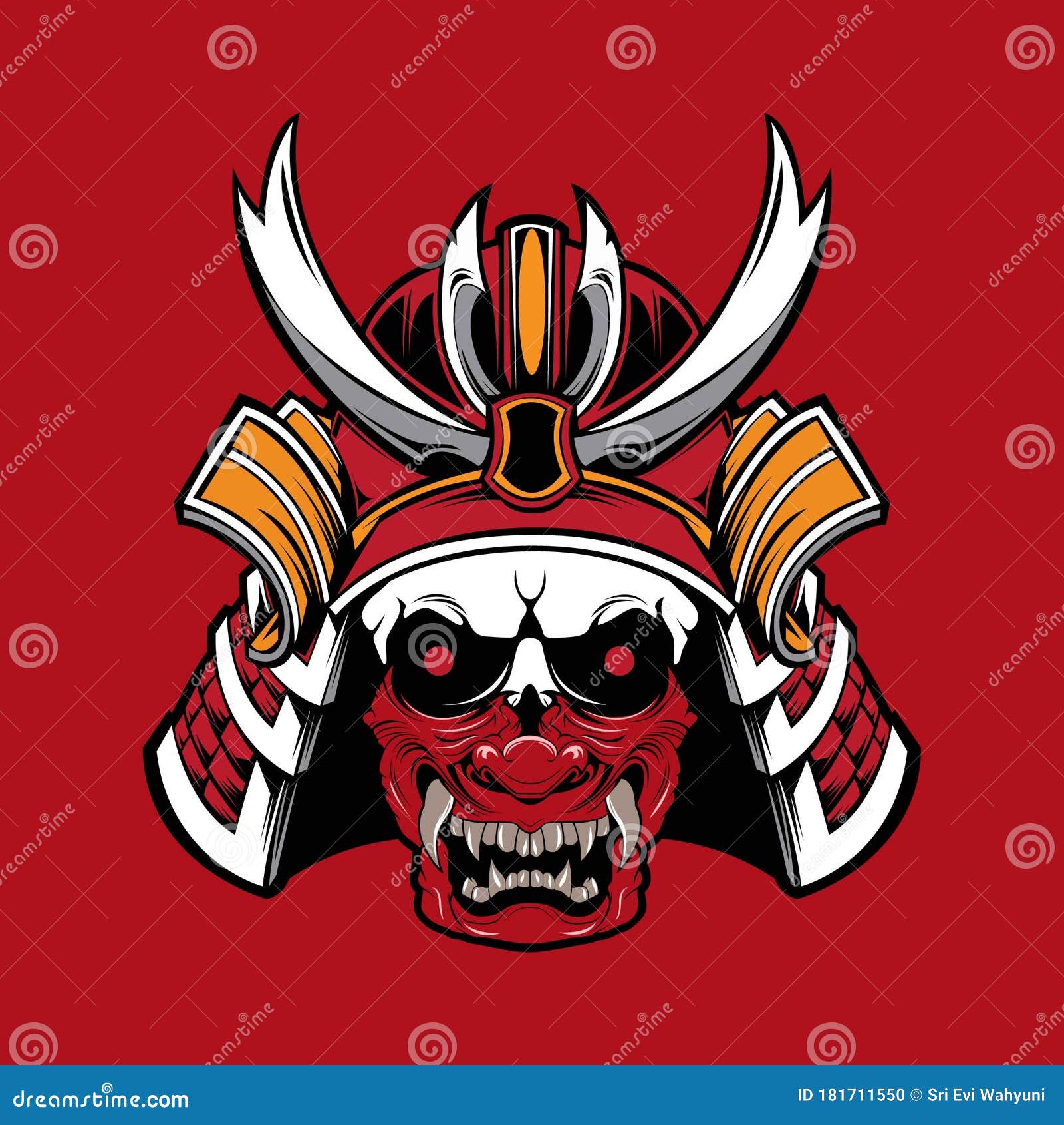 Samurai Skull Mask Illustration Logo Vector Stock Vector - Illustration ...