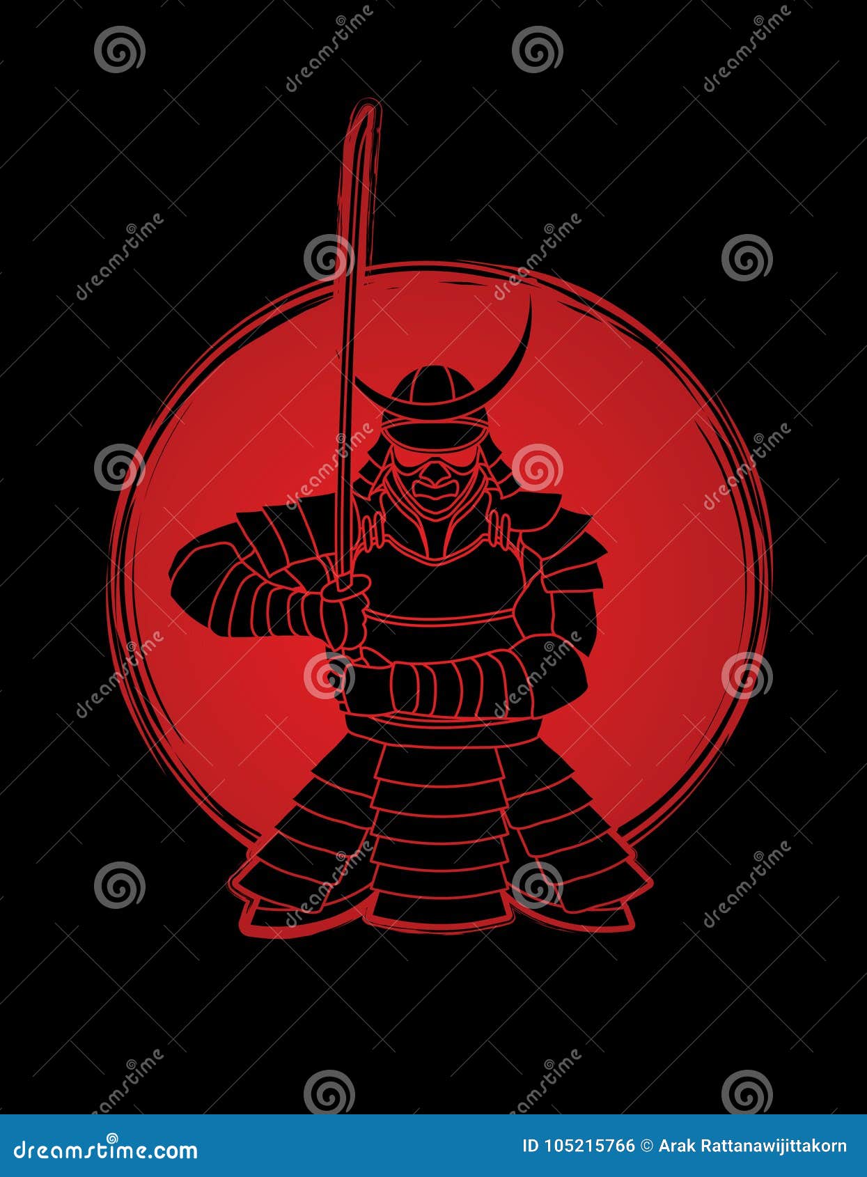 Samurai Standing Front View Ready To Fight Graphic Vector Stock Vector ...