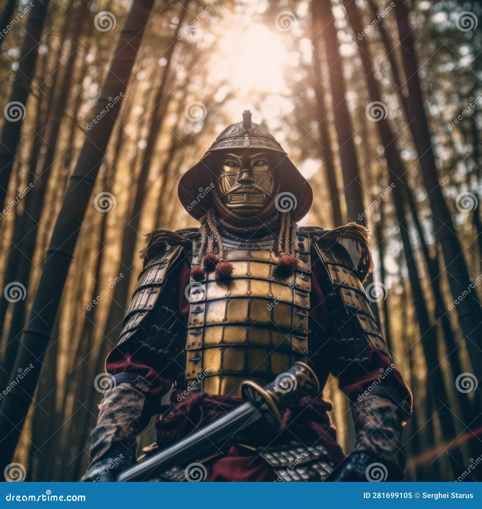 A Samurai Standing in the Middle of a Bamboo Forest. Generative AI ...