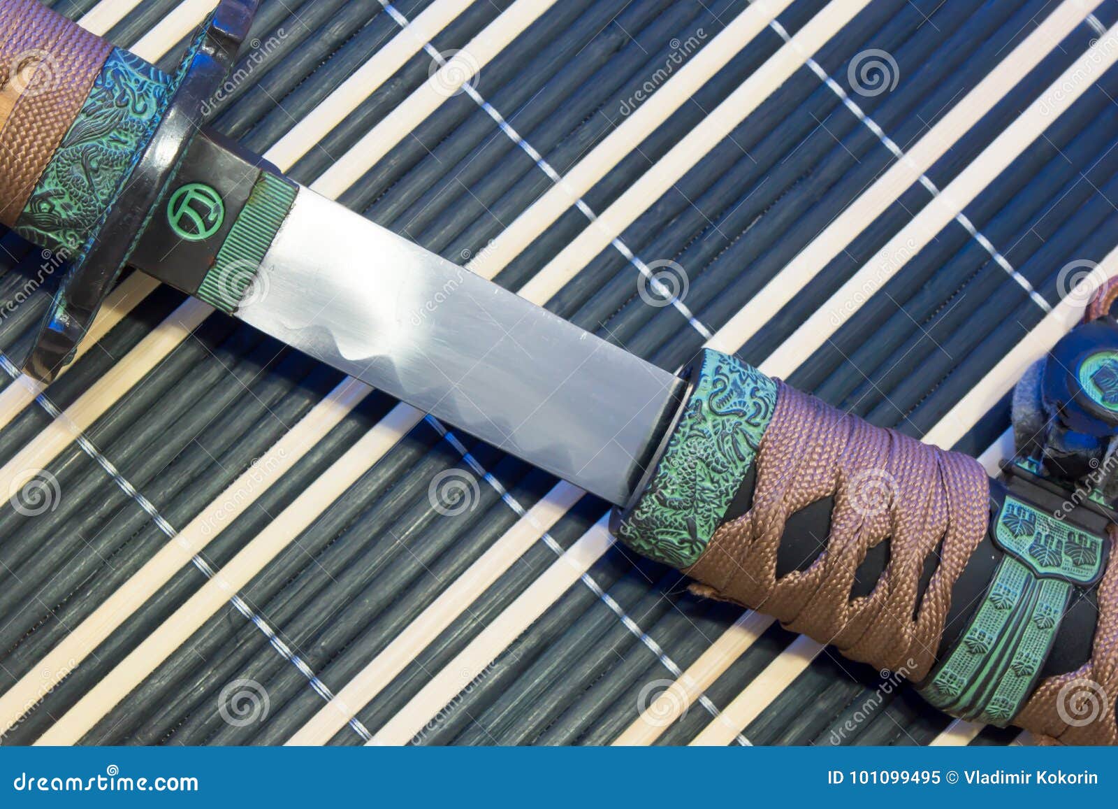 Samurai In Ancient Armor With A Sword Attack Royalty-Free Stock Photo ...