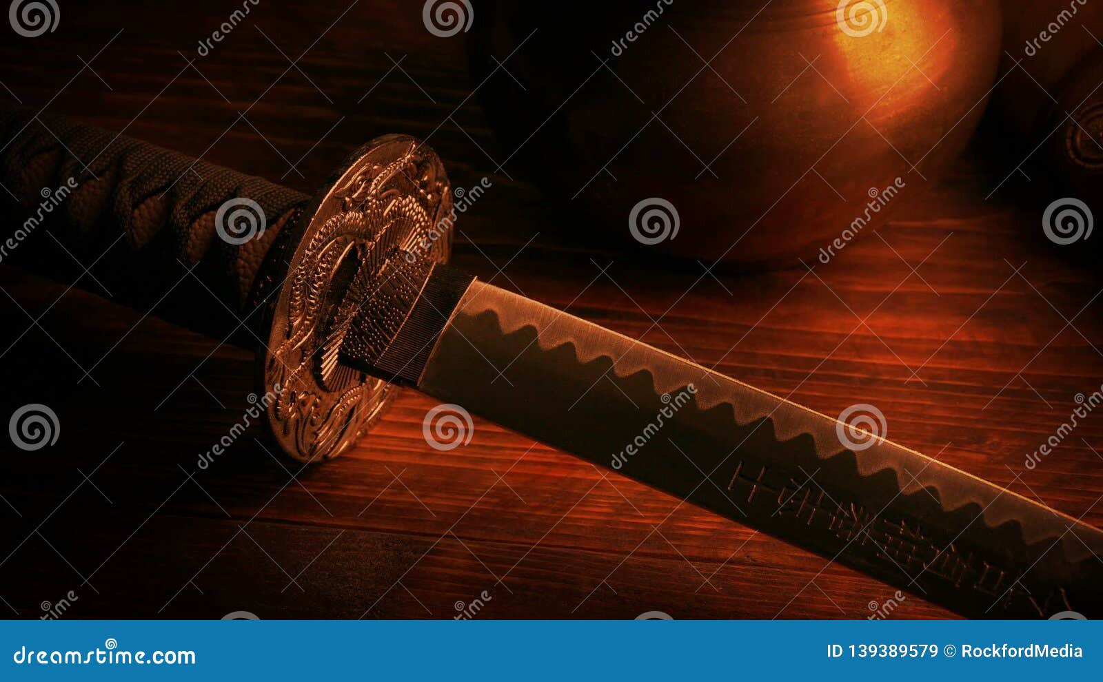 Samurai Sword in Firelight stock video. Video of japan - 139389579