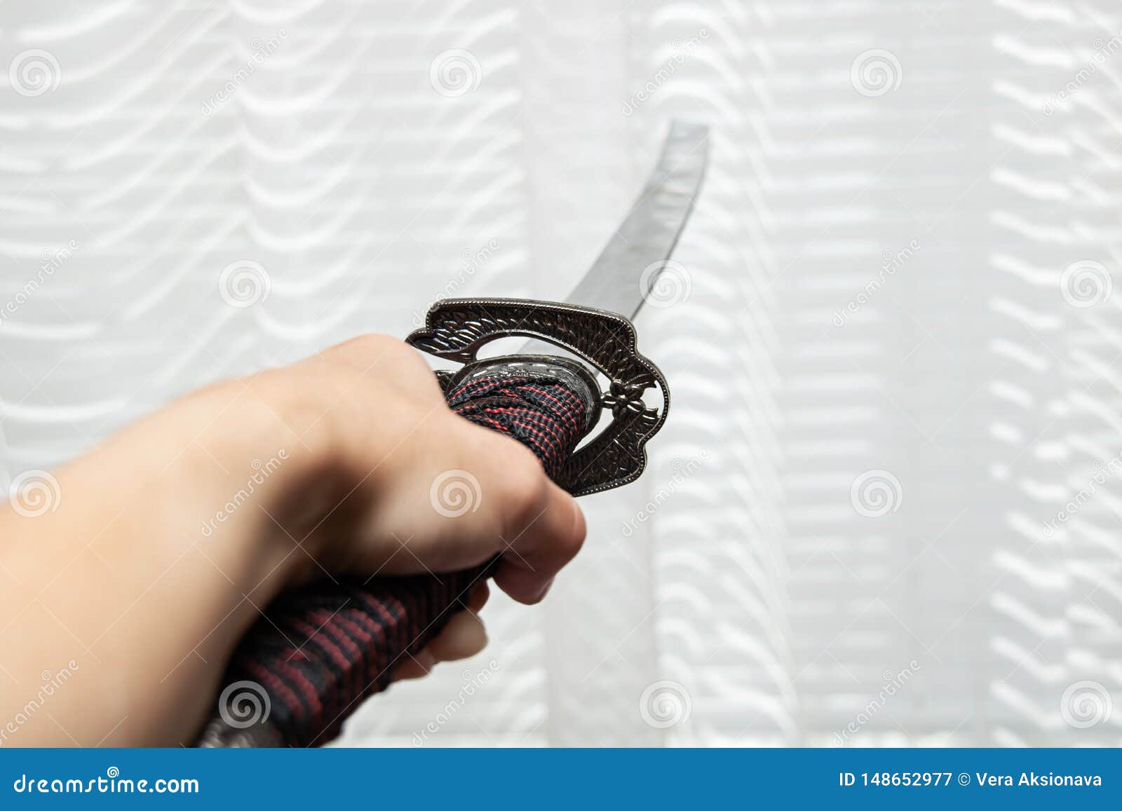 Samurai Sword in Hand Close Up Stock Image - Image of dark, ninja ...