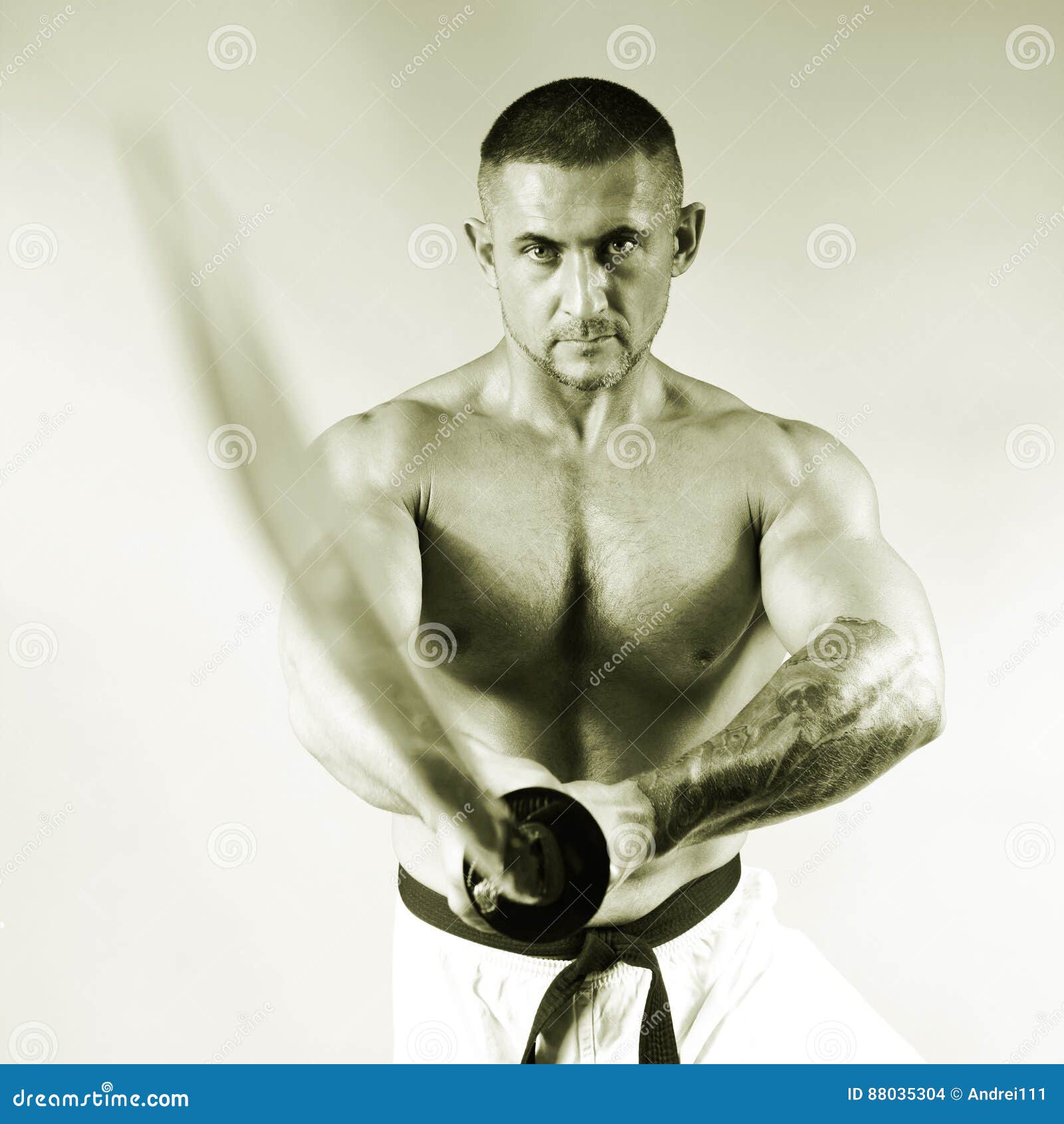 Samurai with a sword stock photo. Image of fighter, knight - 88035304