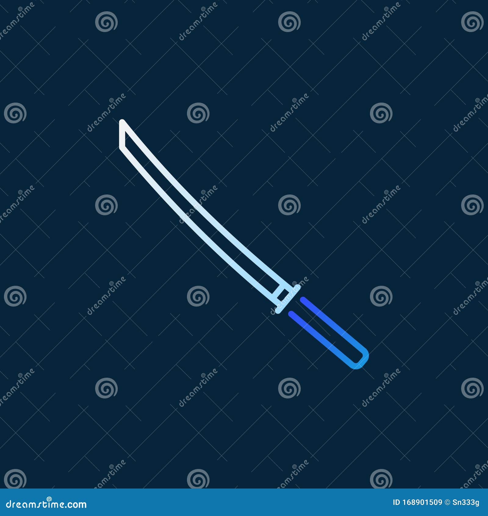 Samurai Sword - Japanese Katana Outline Vector Colored Icon Stock ...