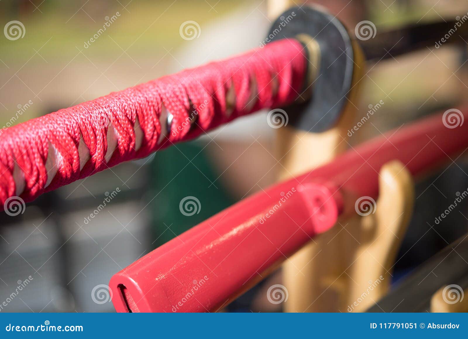 Samurai sword red handle stock image. Image of asian - 117791051