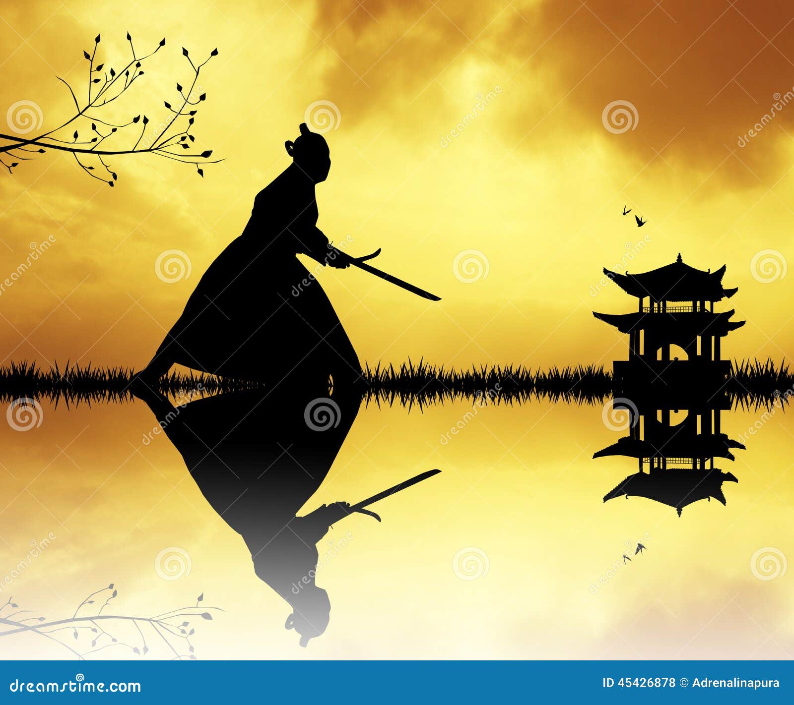 Samurai Sunset Background