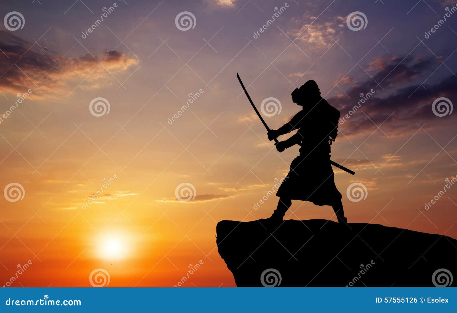 Samurai on Top of Mountain. Stock Photo - Image of japan, exercise ...