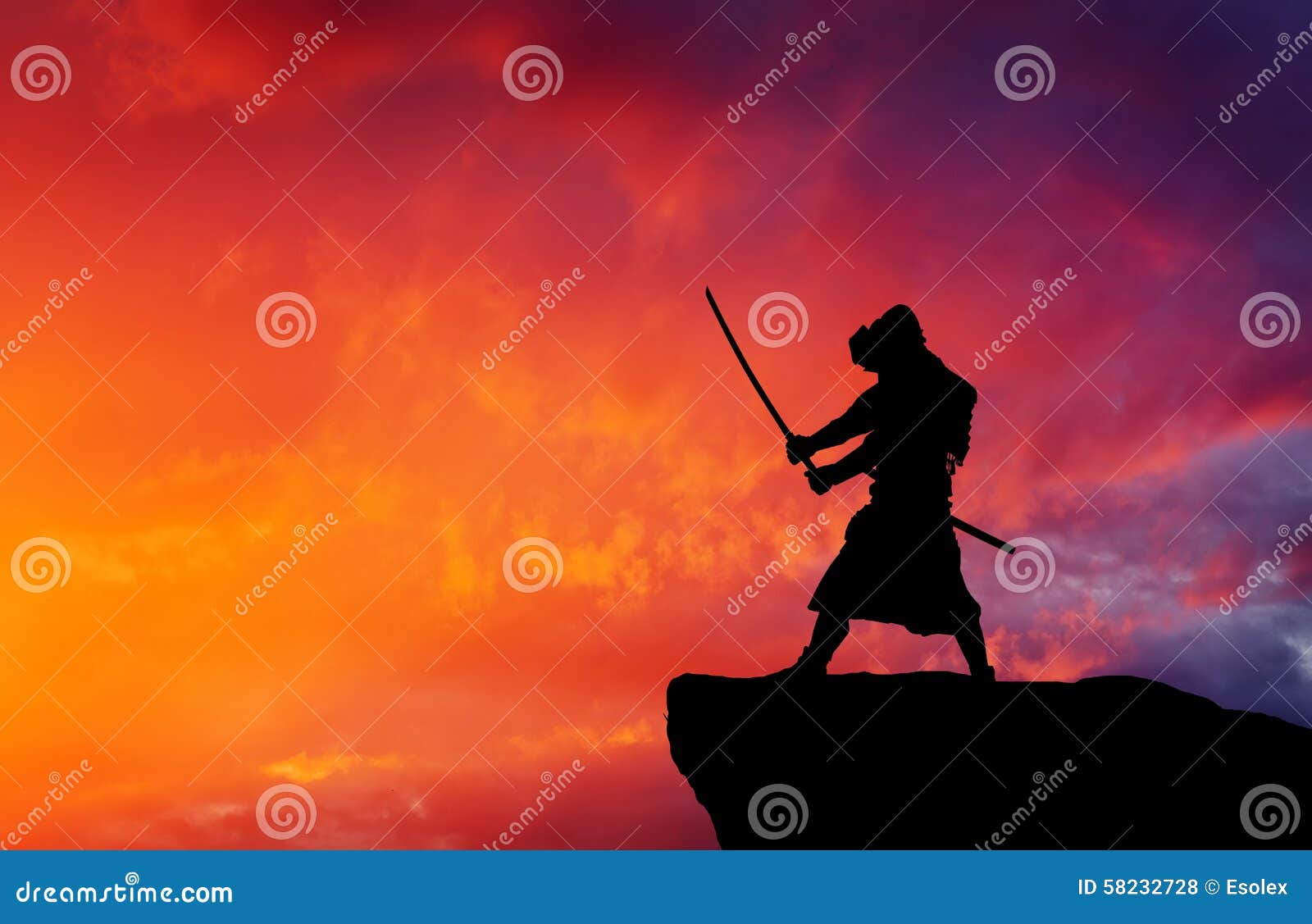 Samurai on Top of Mountain. Stock Photo - Image of ancient, honour ...