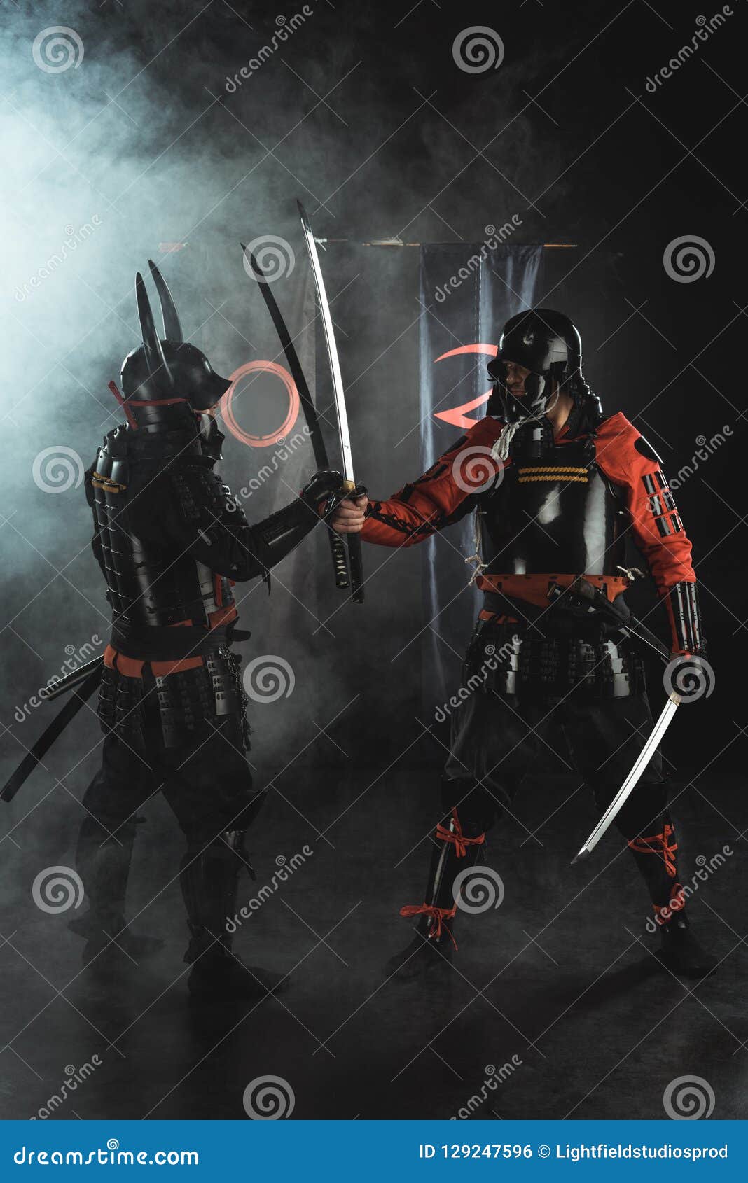 Samurai in Traditional Greeting Each Other Stock Photo - Image of asian ...