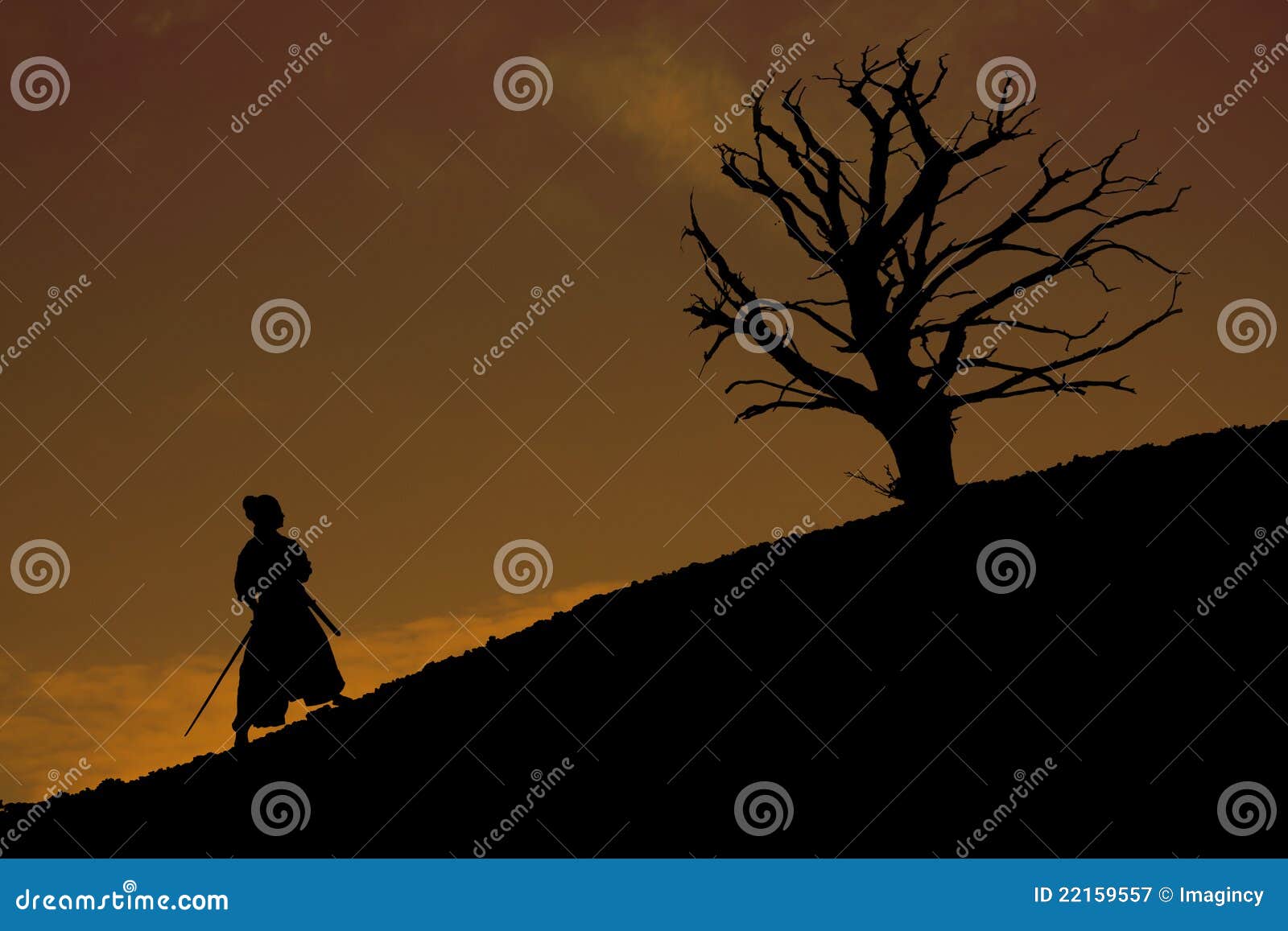 Samurai with tree stock image. Image of person, japan - 22159557