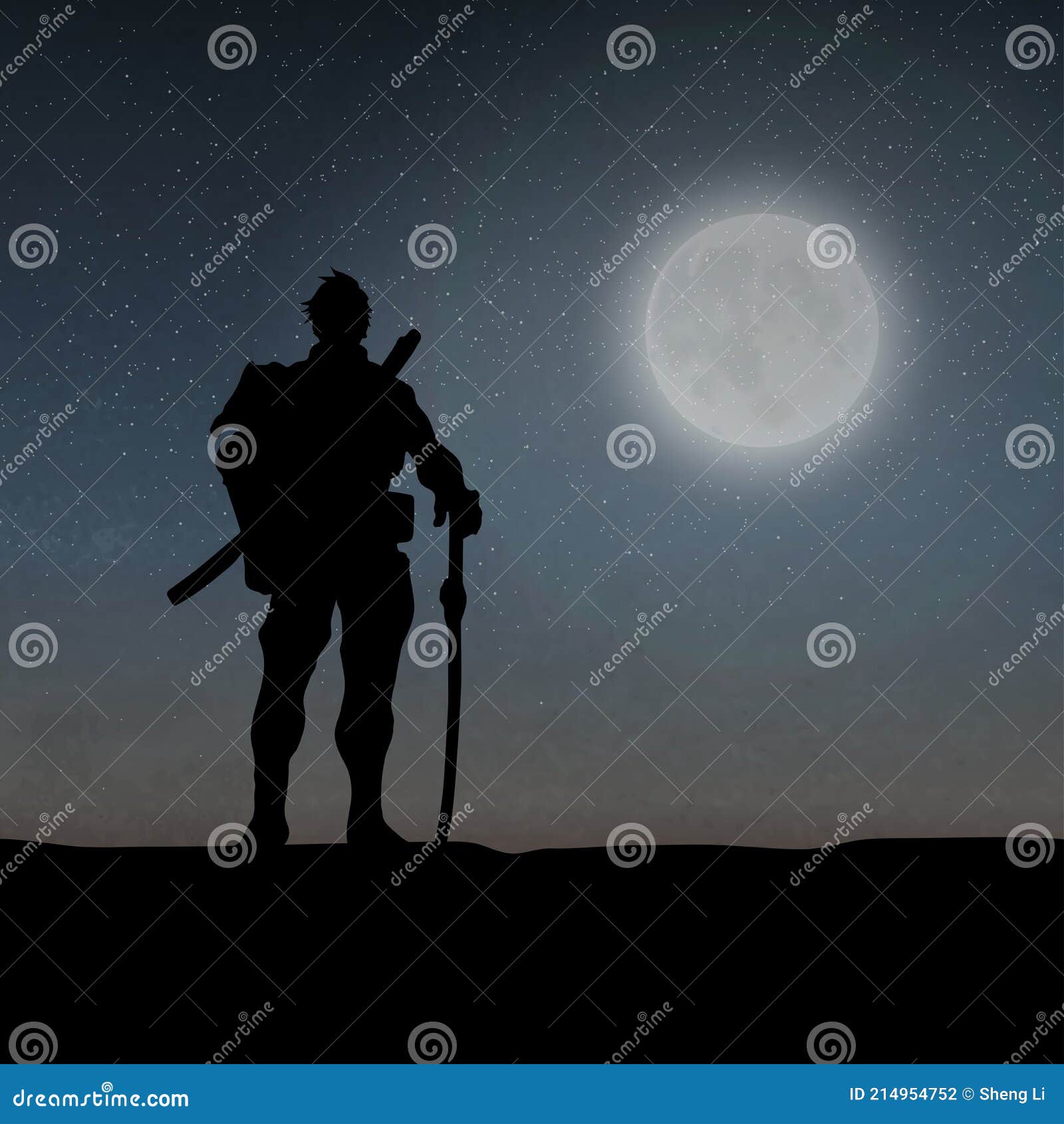 Ninja And Crescent Moon Isolated Coloring Page Vector Illustration ...