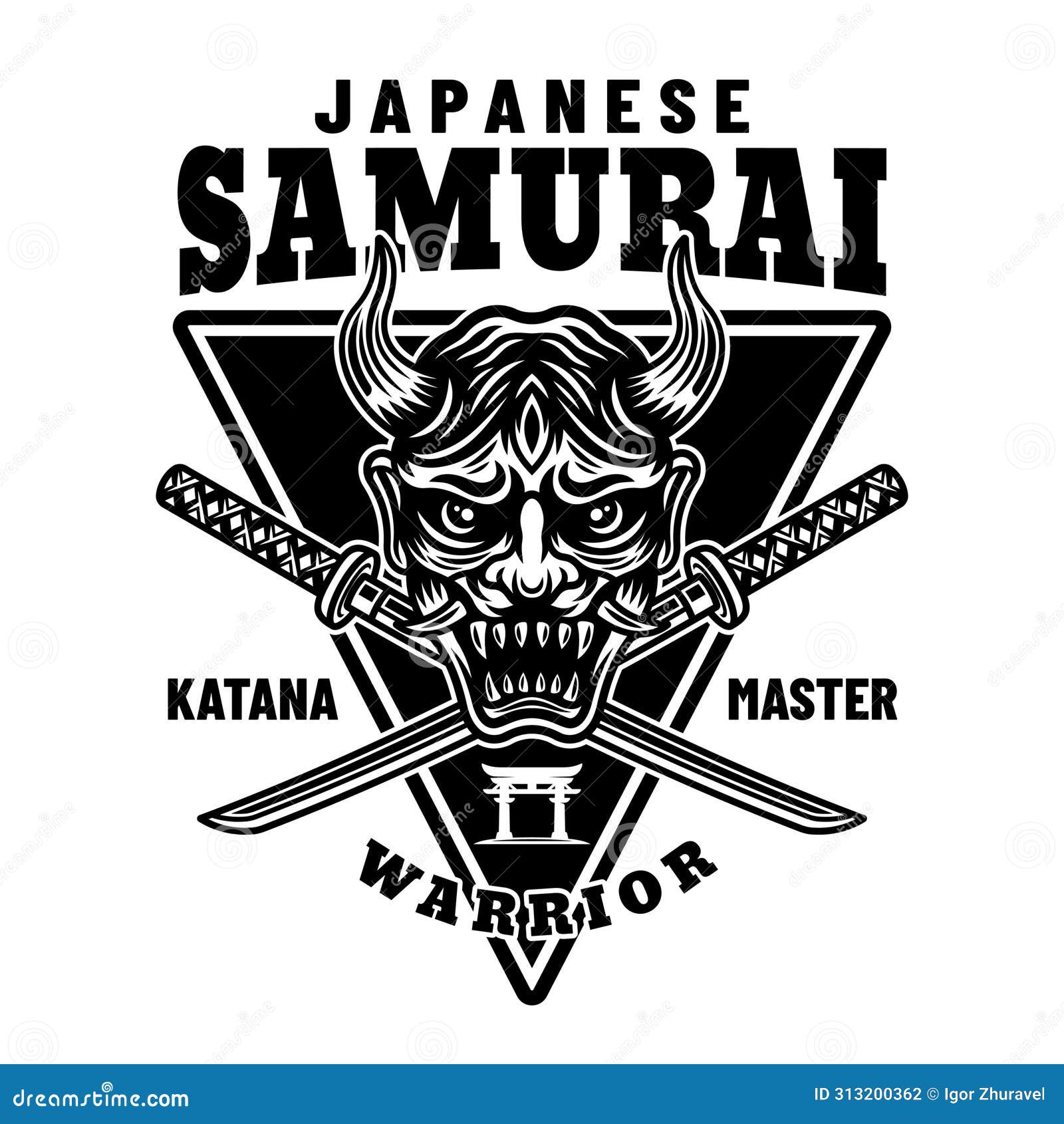 Samurai Vector Monochrome Emblem, Badge, Label Isolated on White ...