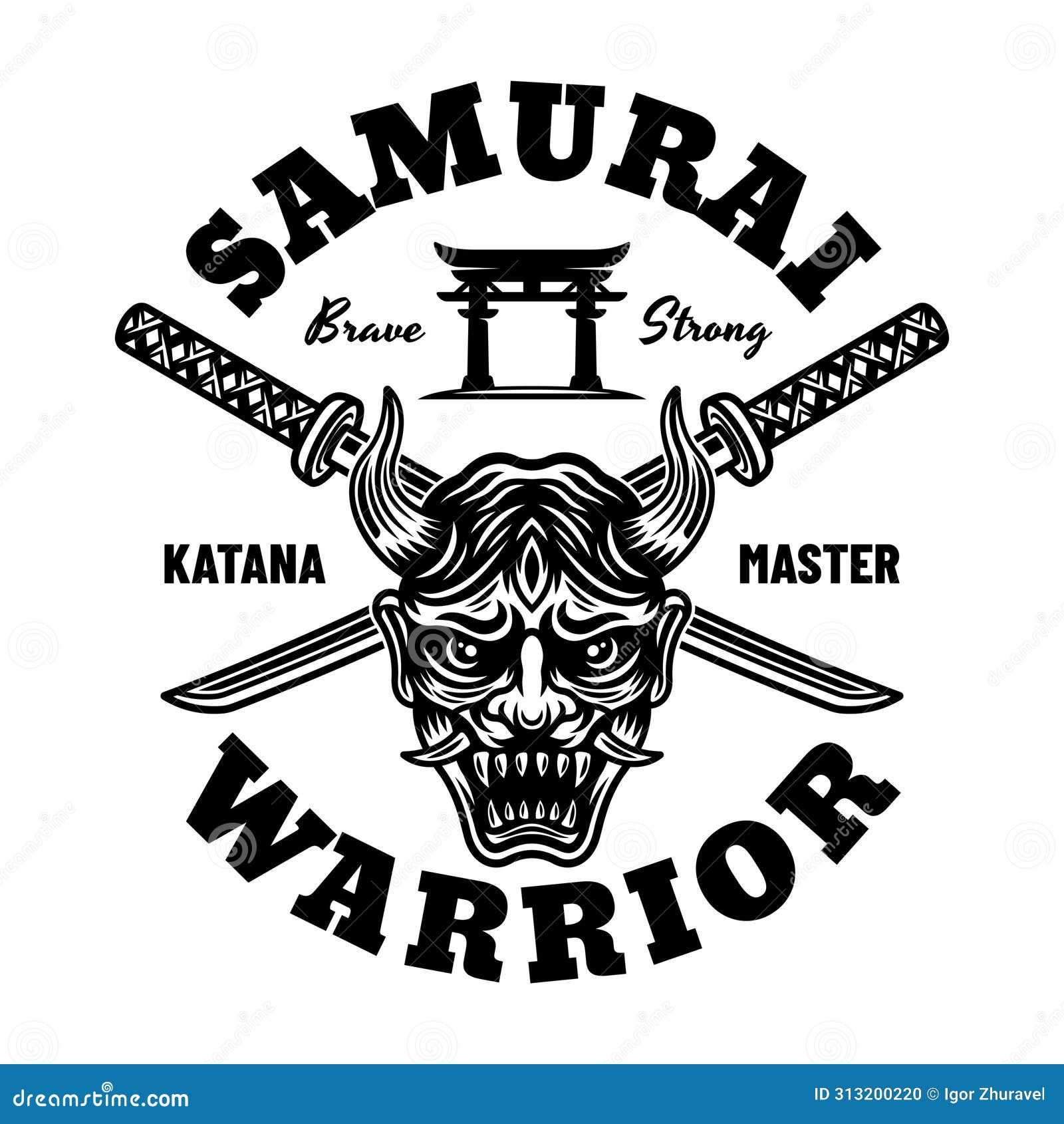 Samurai Vector Monochrome Emblem, Badge, Label Isolated on White ...
