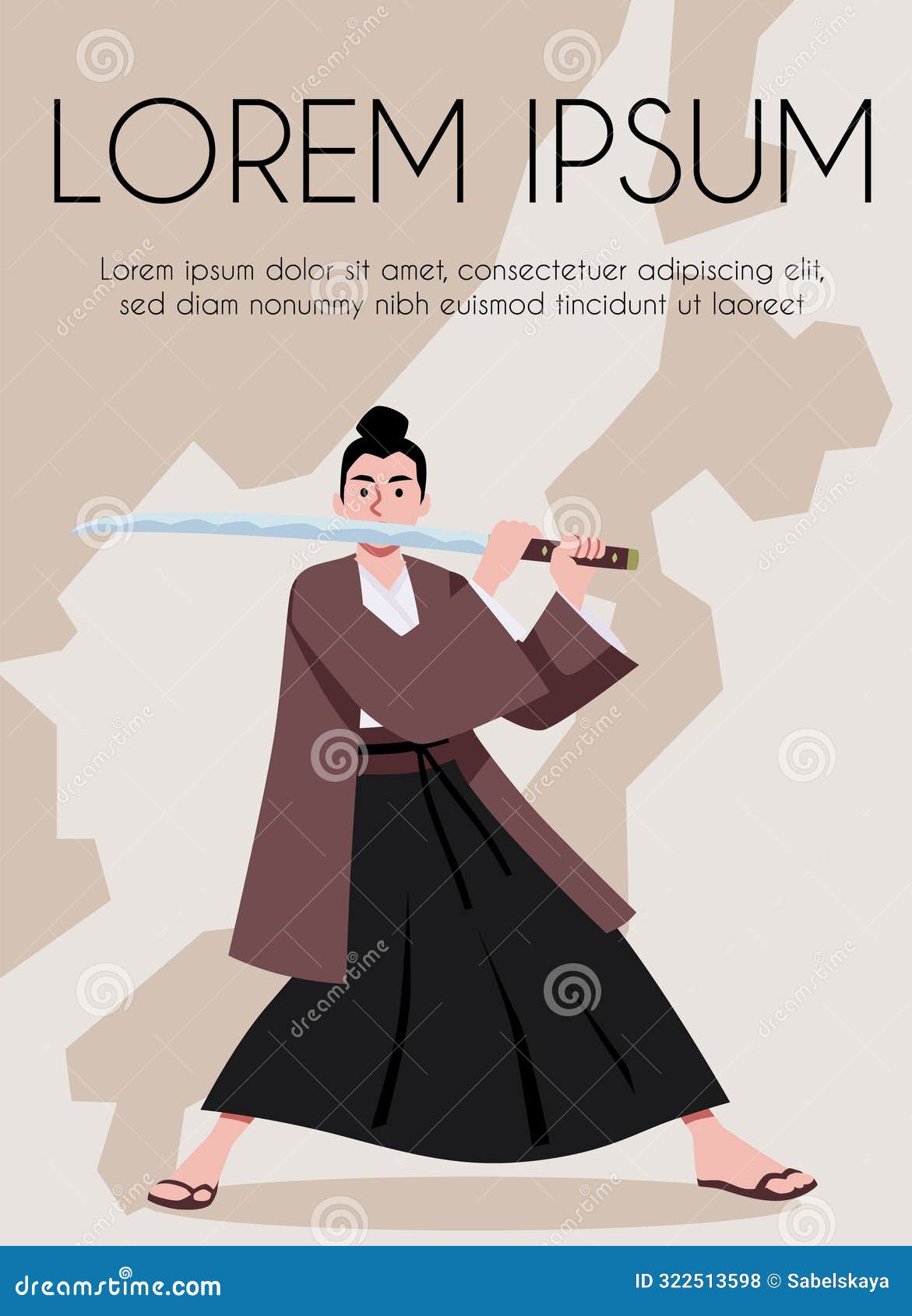 Vector Poster of Samurai with Sword and Text Space Stock Vector ...