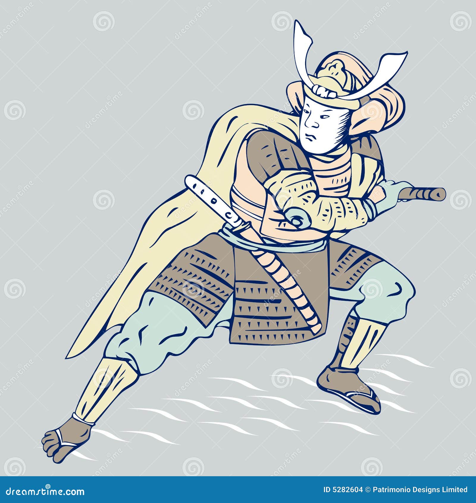 Samurai Warrior Isolated On White Background. Brave Japanese Knight ...