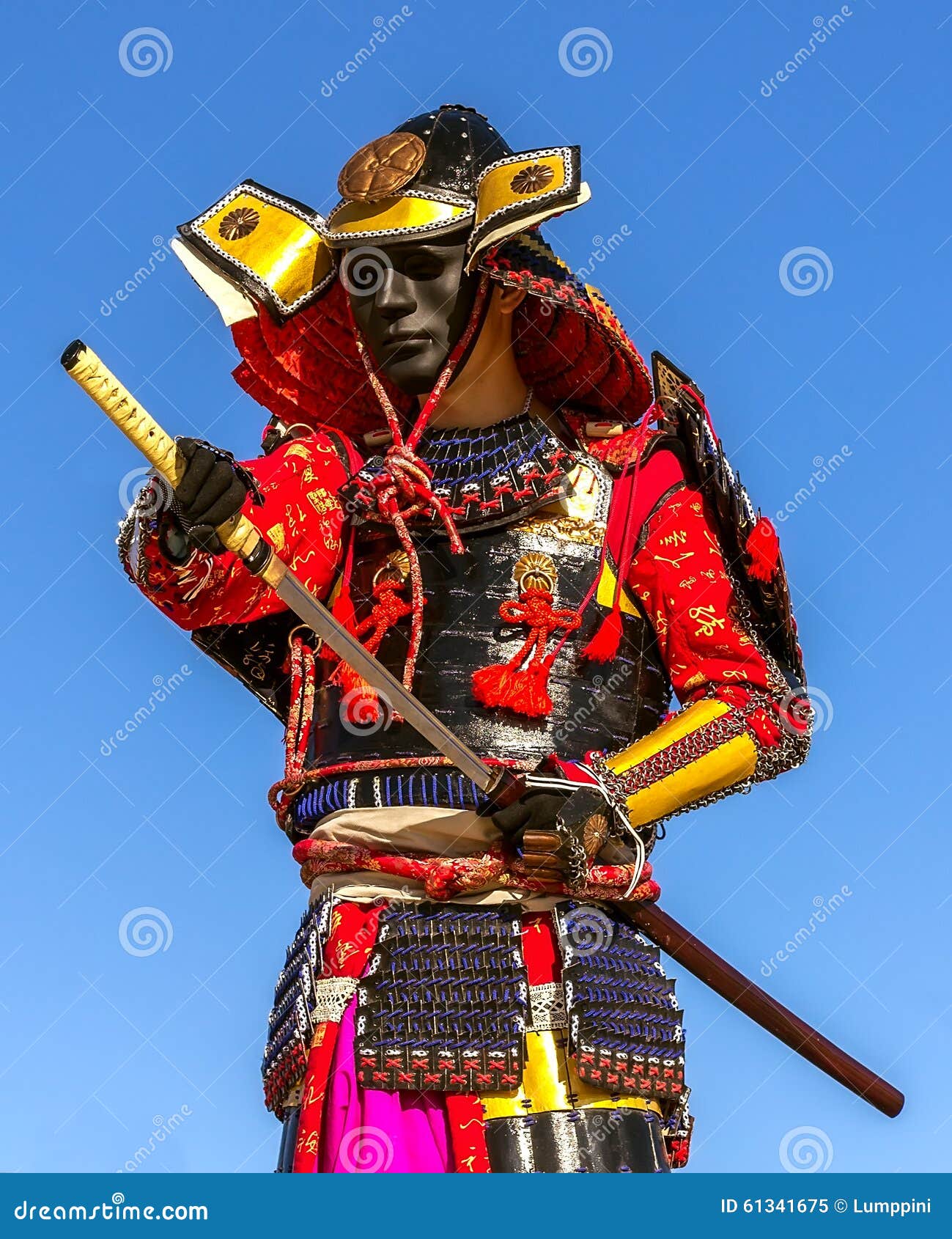 Samurai Warrior Armor Pulls the Sword Attack Stock Image - Image of ...