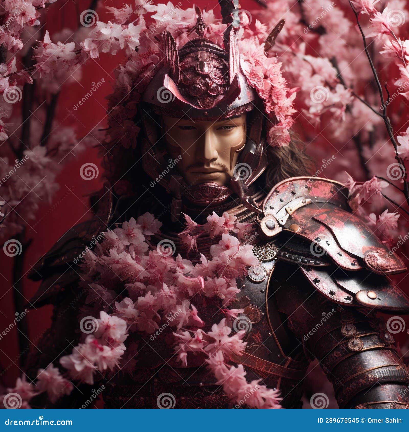 Samurai Warrior in Cherry Blossom Armor Stock Image - Image of delicate ...